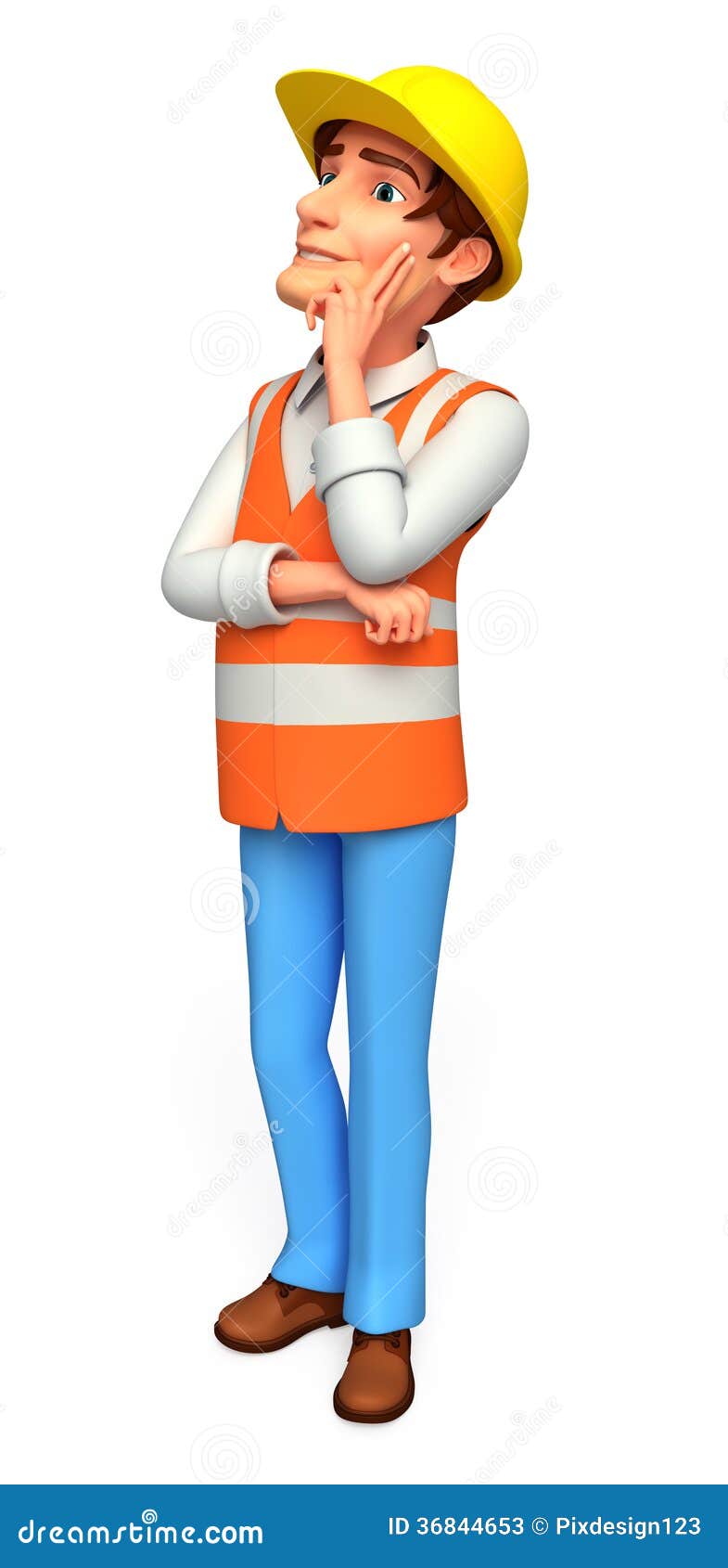 Worker is thinking stock illustration. Illustration of constructor ...