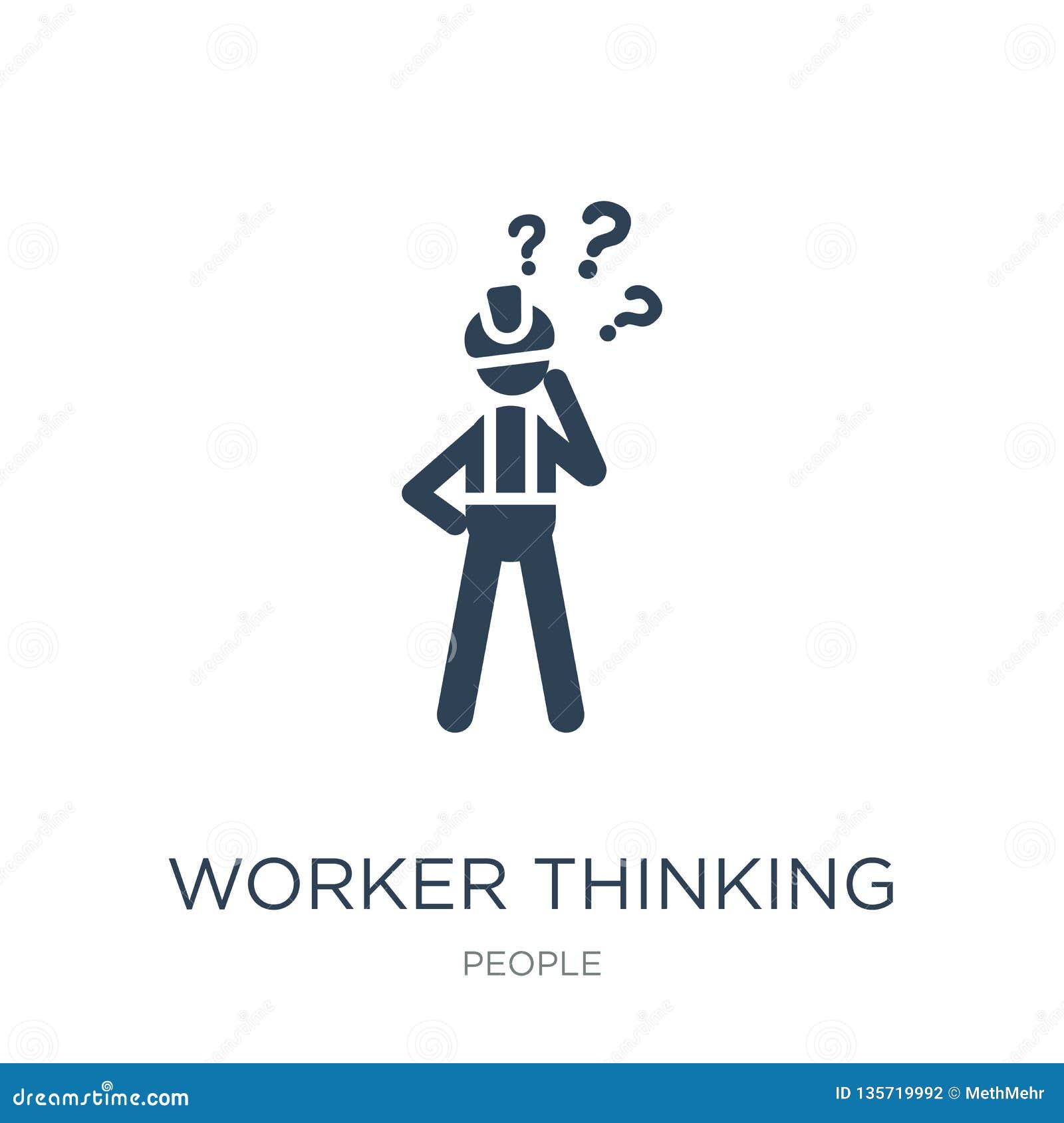 Worker Thinking Icon in Trendy Design Style. Worker Thinking Icon ...