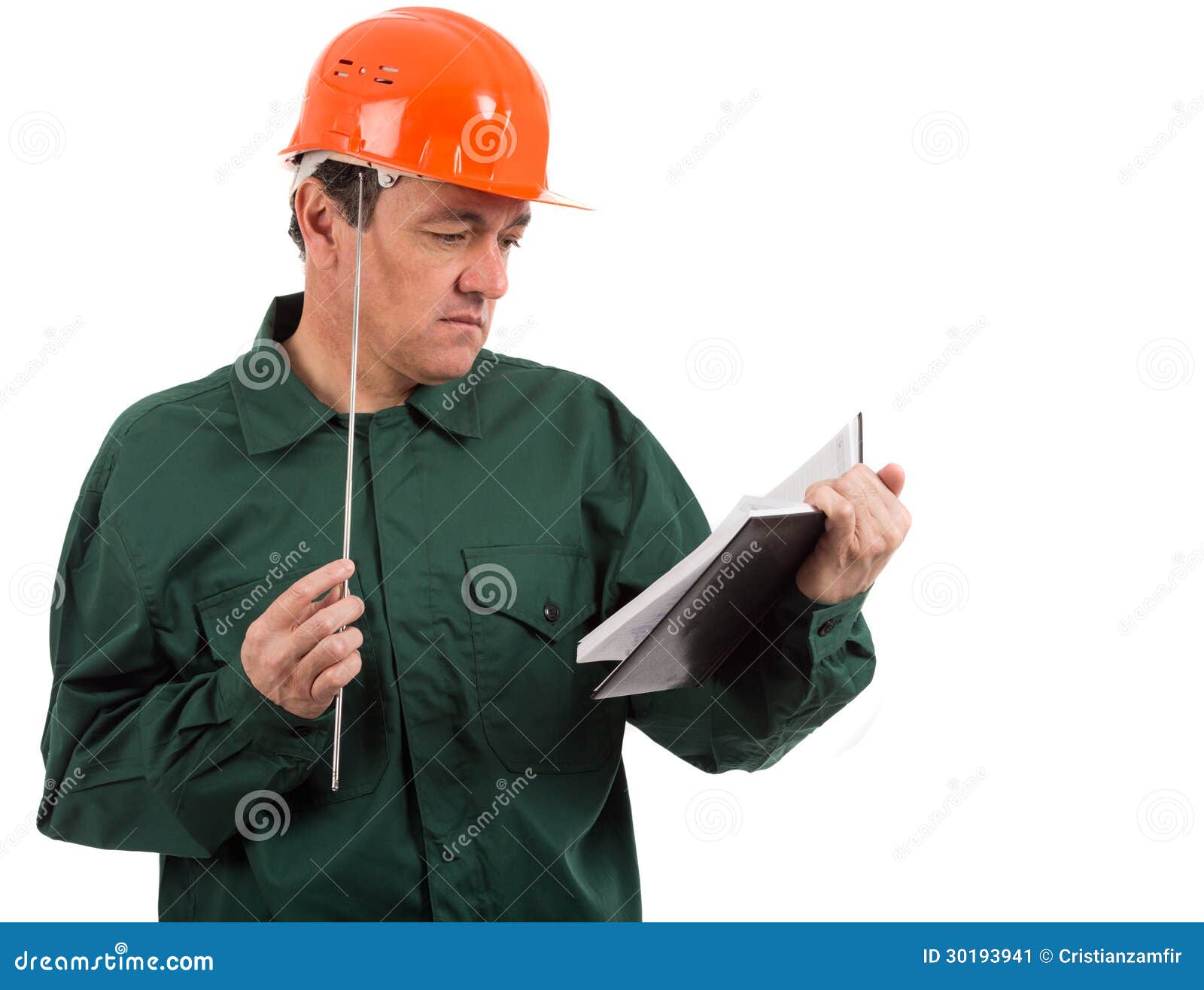 Worker Thinking after Looking at Your Notes Stock Image - Image of ...