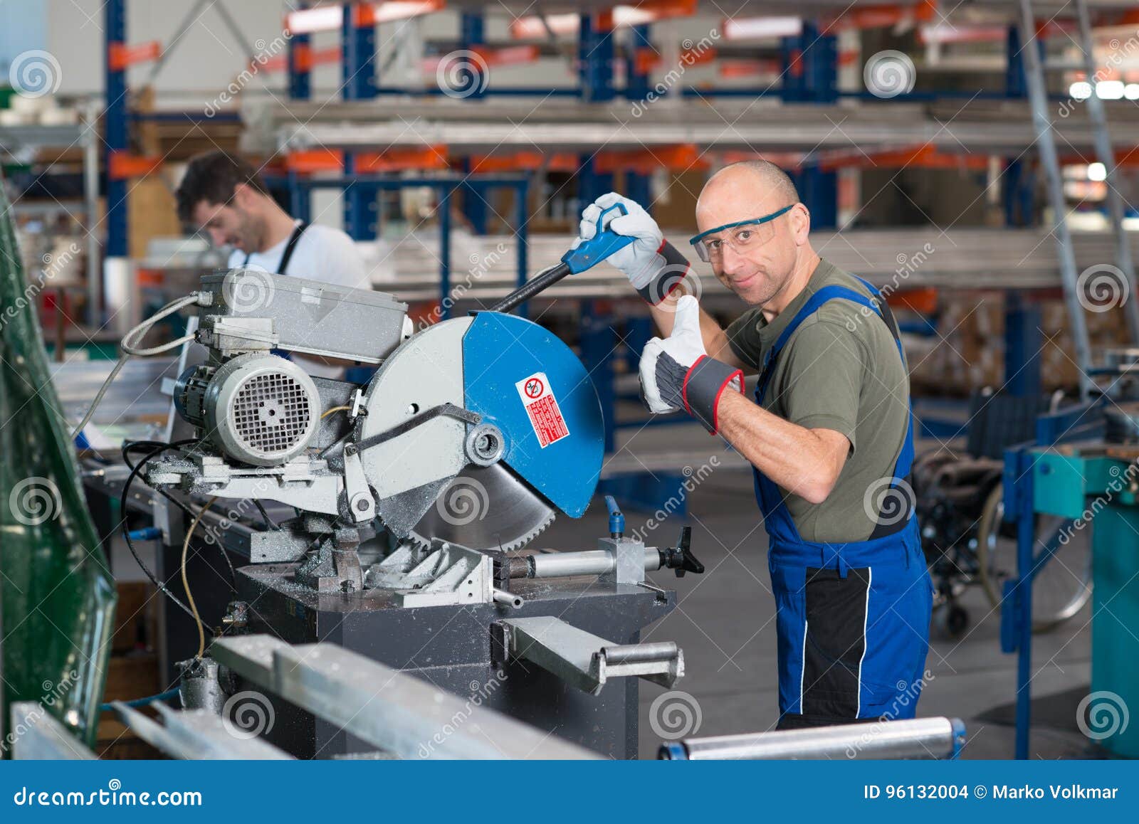 Worker with Thumb Up in Factory Stock Photo - Image of machine ...