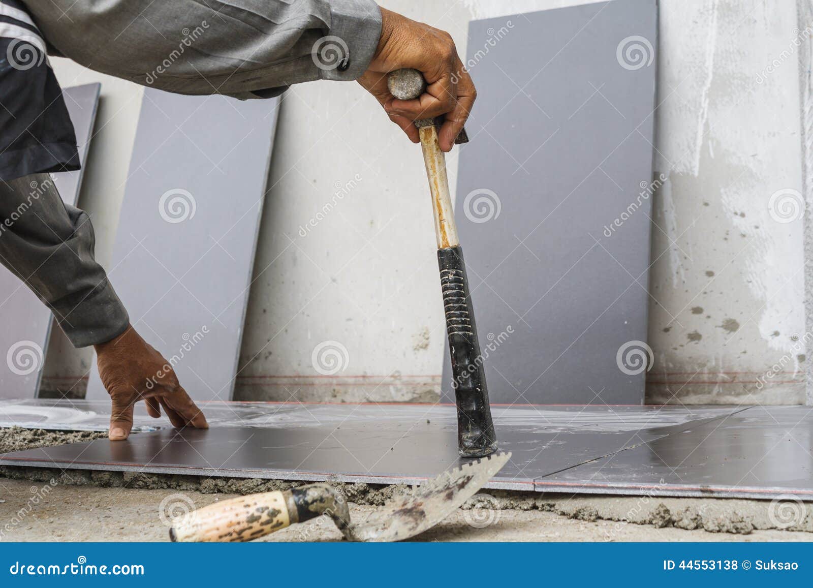 Worker tiled stock photo. Image of floor, tile, ceramic - 44553138