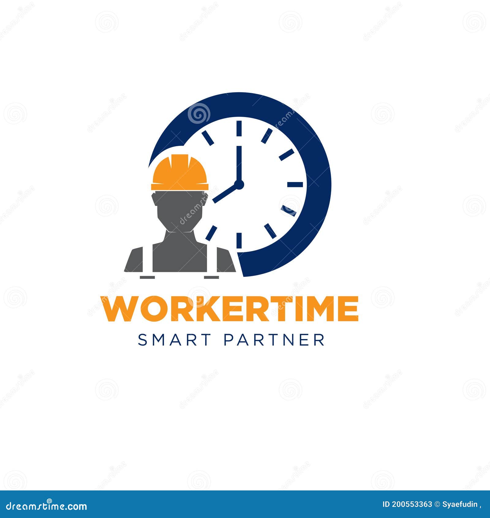 Worker Time Logo Design for Construction and Schedule Stock Vector ...