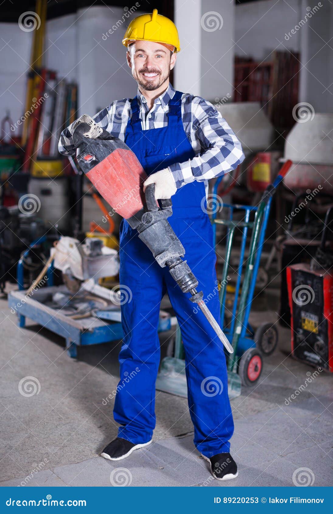 Worker To Work with Demolition Hammer Stock Image - Image of safe ...