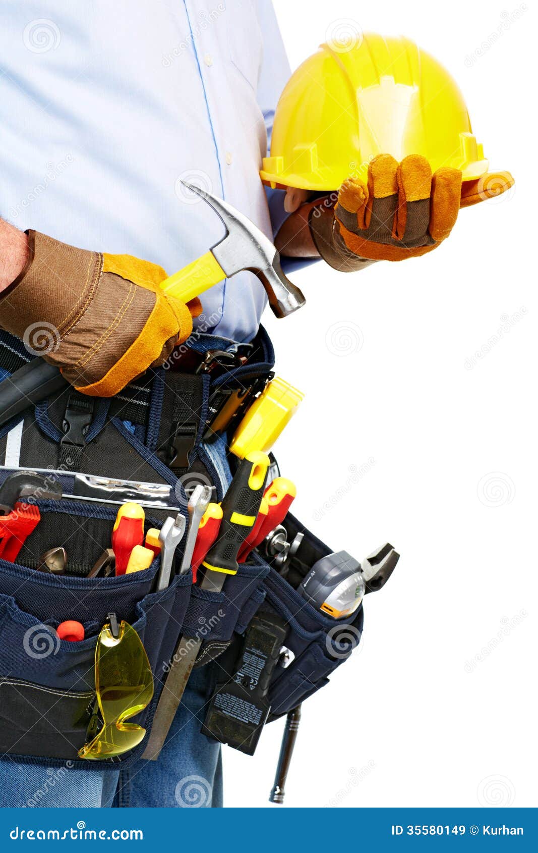 Worker with a Tool Belt. Construction. Stock Image - Image of ...