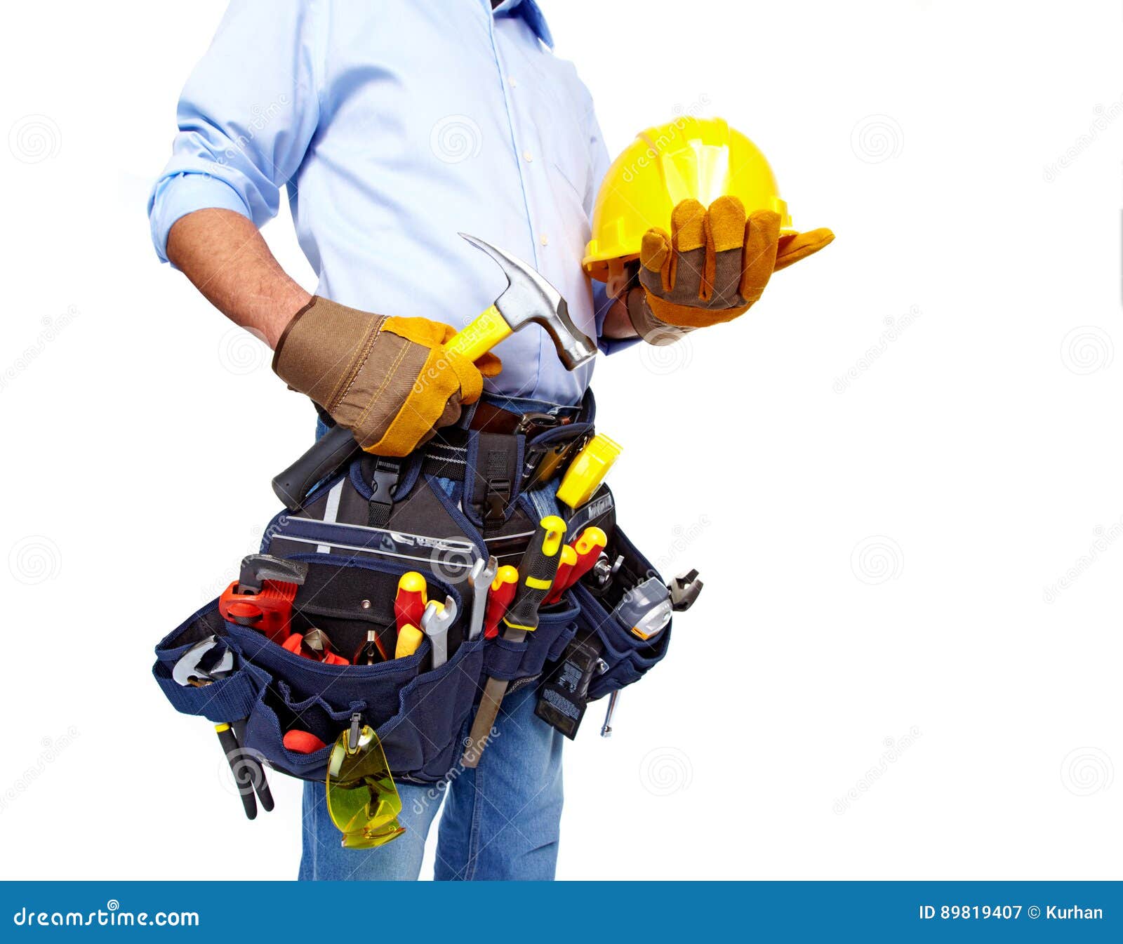 Worker With A Tool Belt. Construction. Stock Image - Image of ...