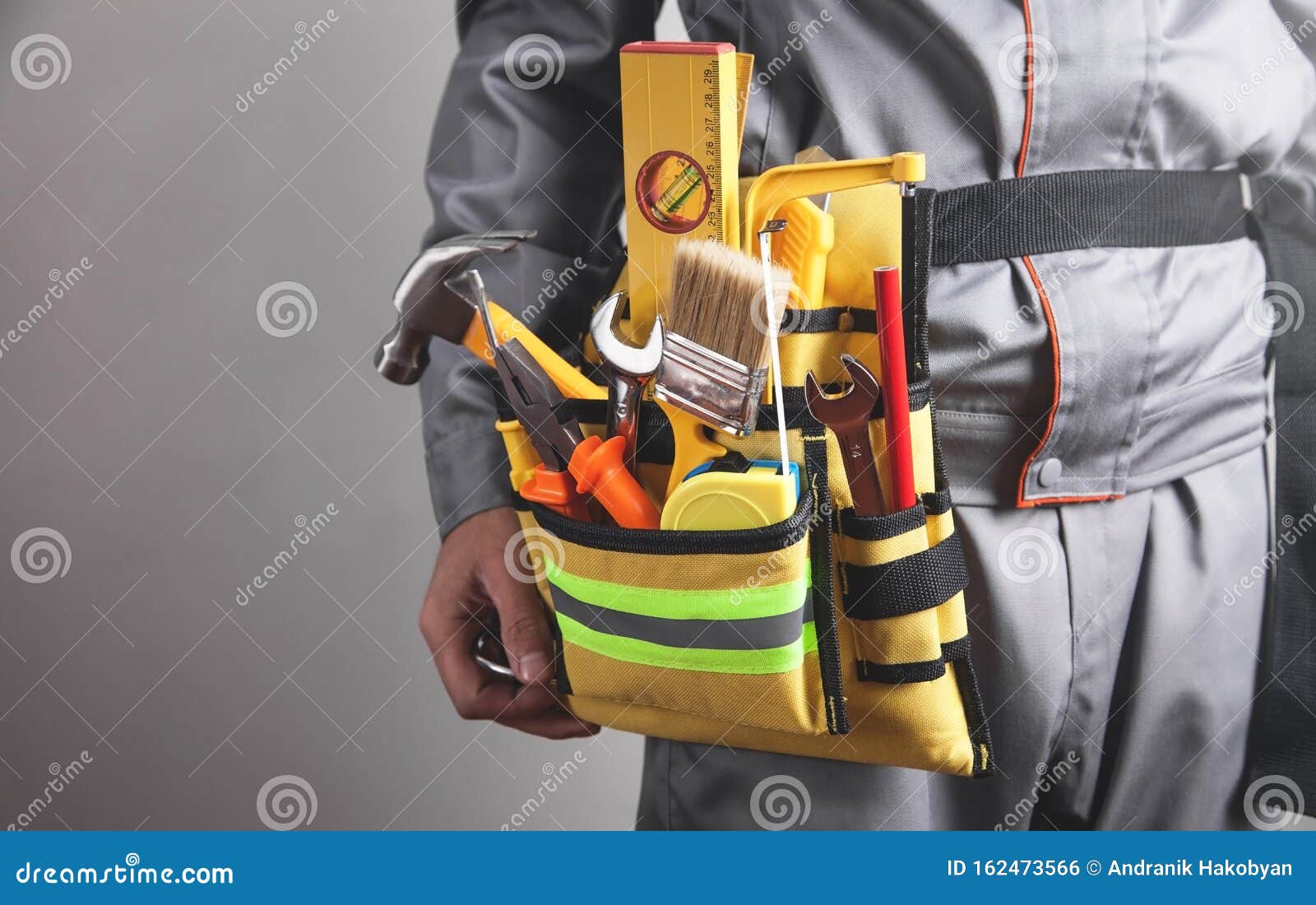 Worker with a Tool Belt. Construction Tools Stock Photo - Image of ...