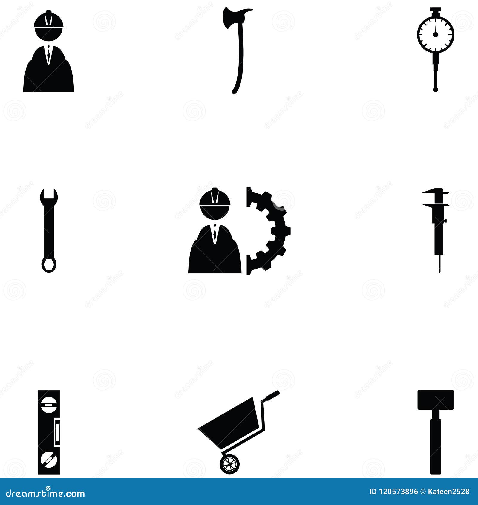Worker tool icon set stock vector. Illustration of equipment - 120573896