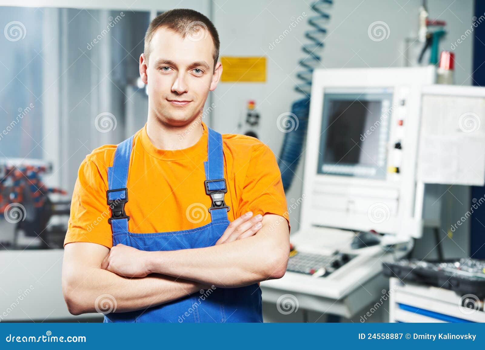 Worker at tool workshop stock image. Image of computer - 24558887