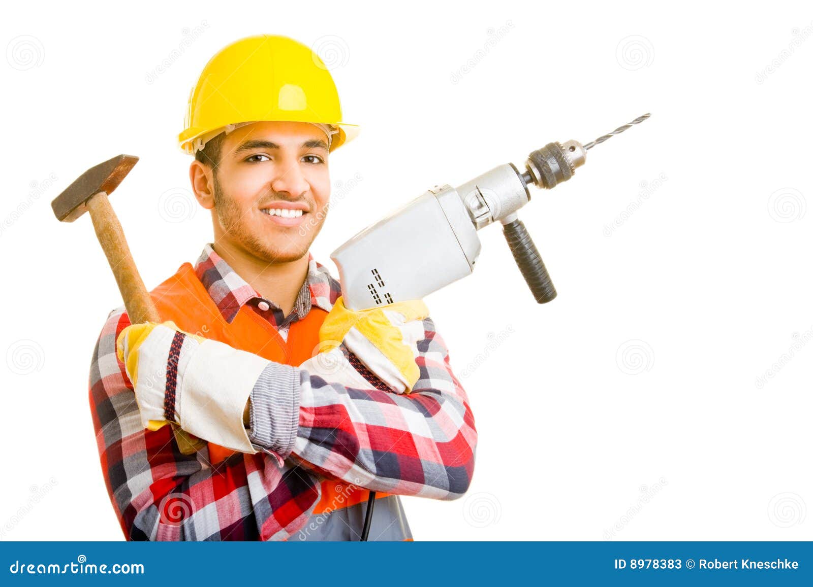 Worker with tools stock image. Image of north, glove, helmet - 8978383
