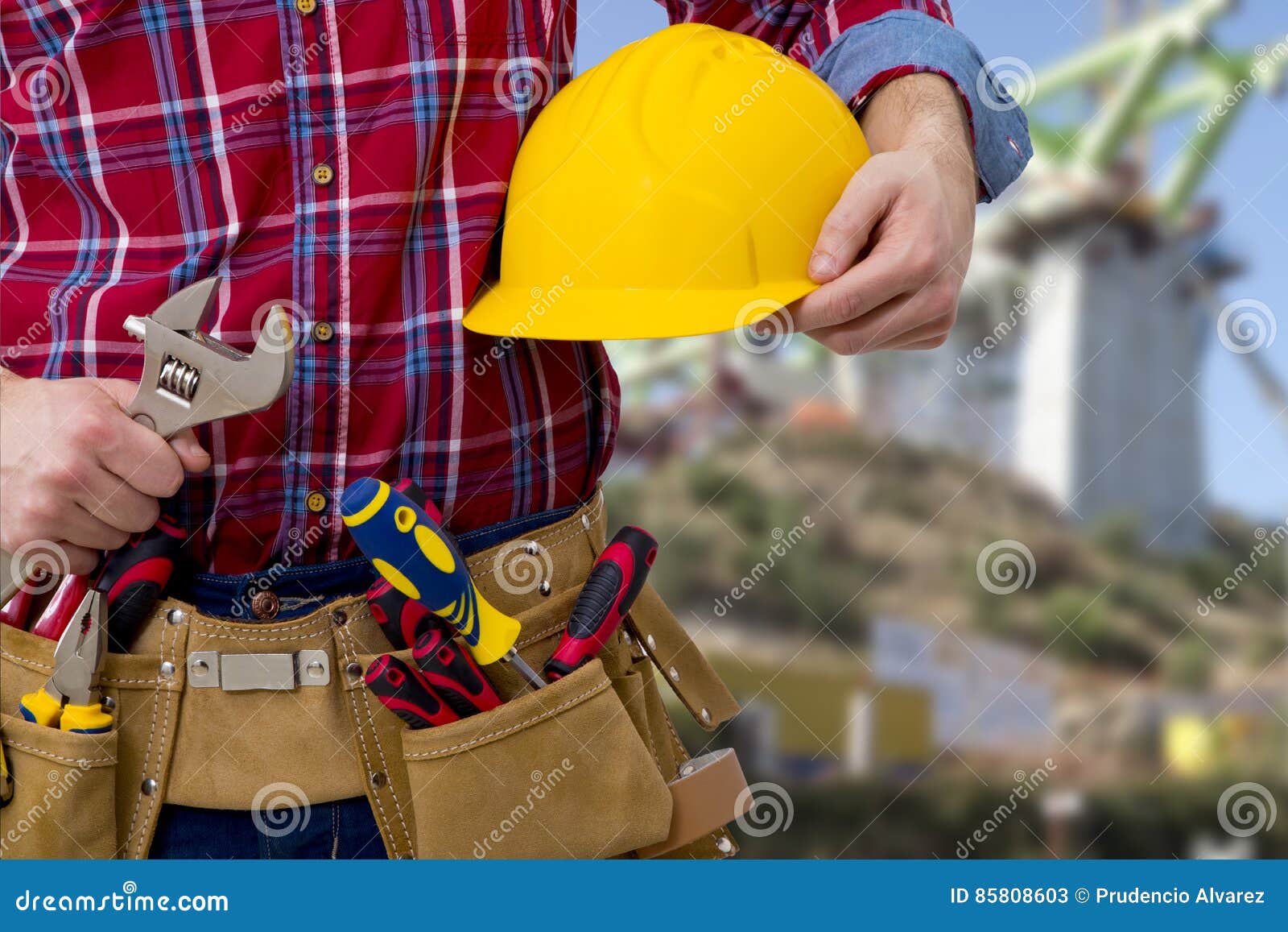 Worker with tools stock image. Image of builder, labor - 85808603