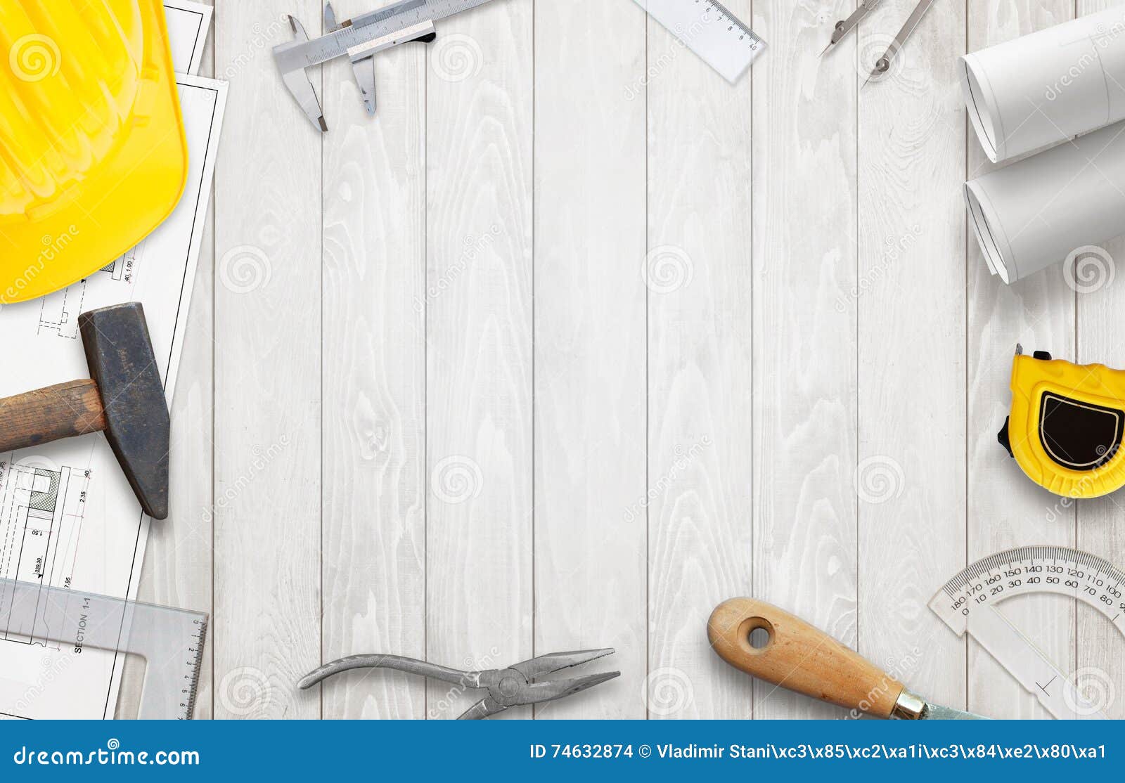 Worker Tools on Construction Site. Stock Photo - Image of contractor ...