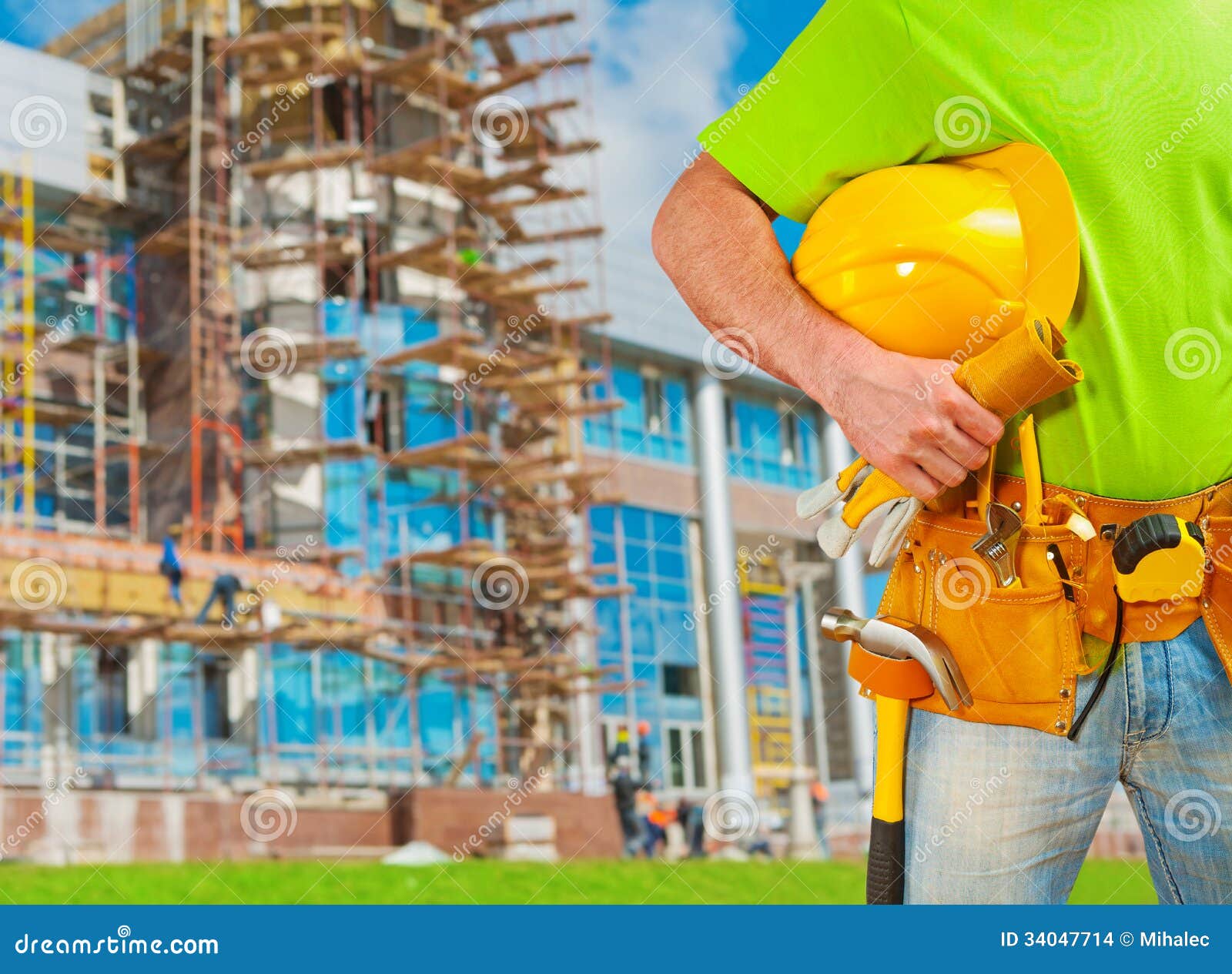 A worker with tools stock photo. Image of helmet, industry - 34047714