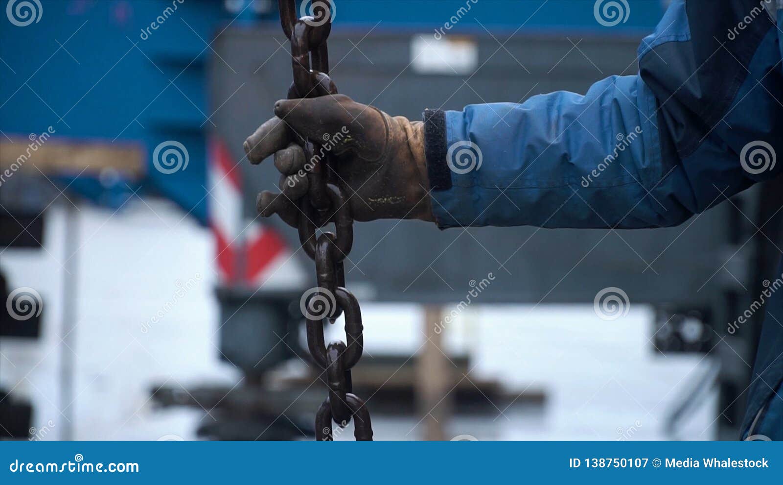 Worker Touches the Crane Hooks To the Loops during Repair Work. Clip ...