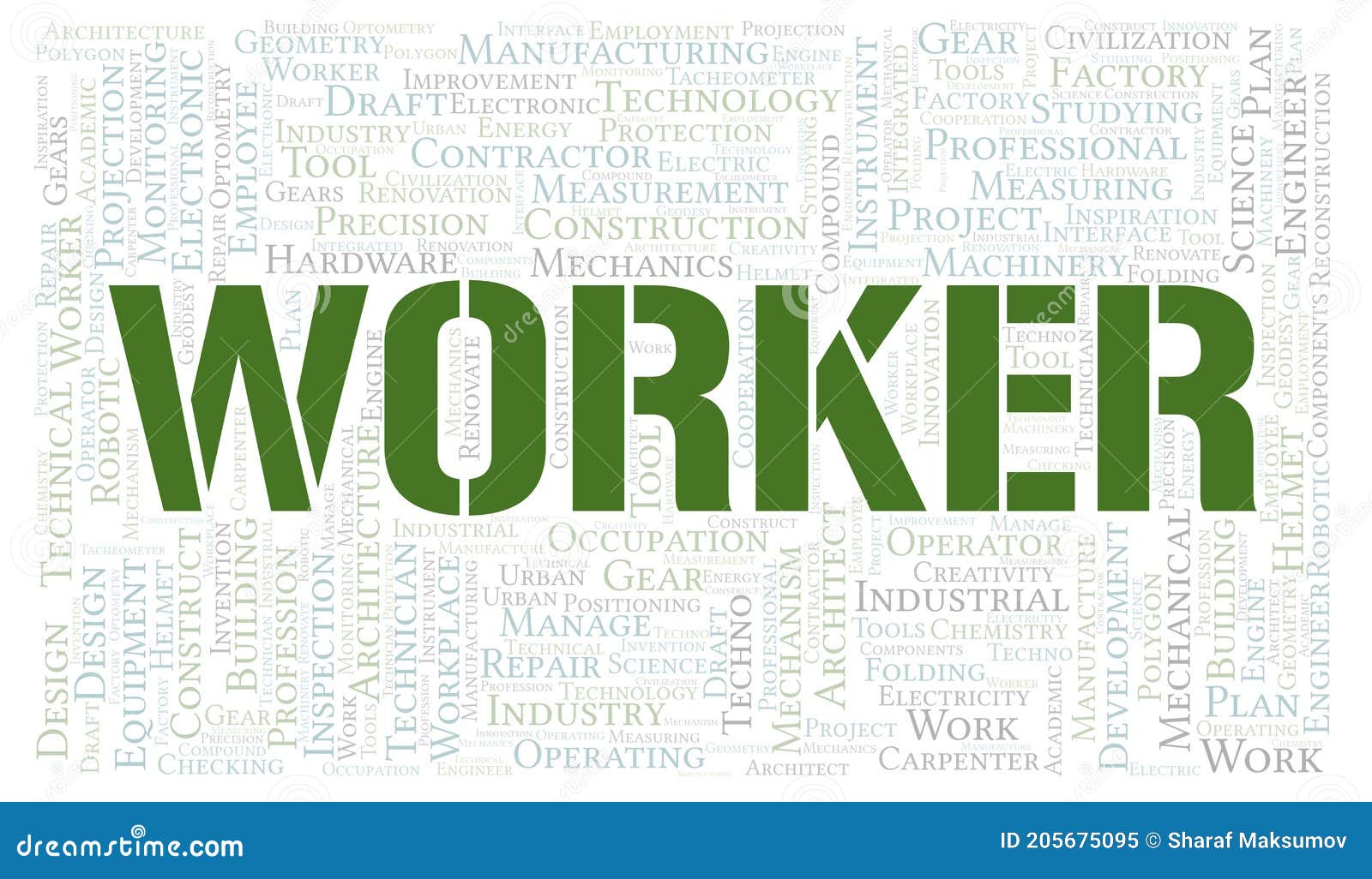 Worker Typography Word Cloud Create with the Text only Stock ...
