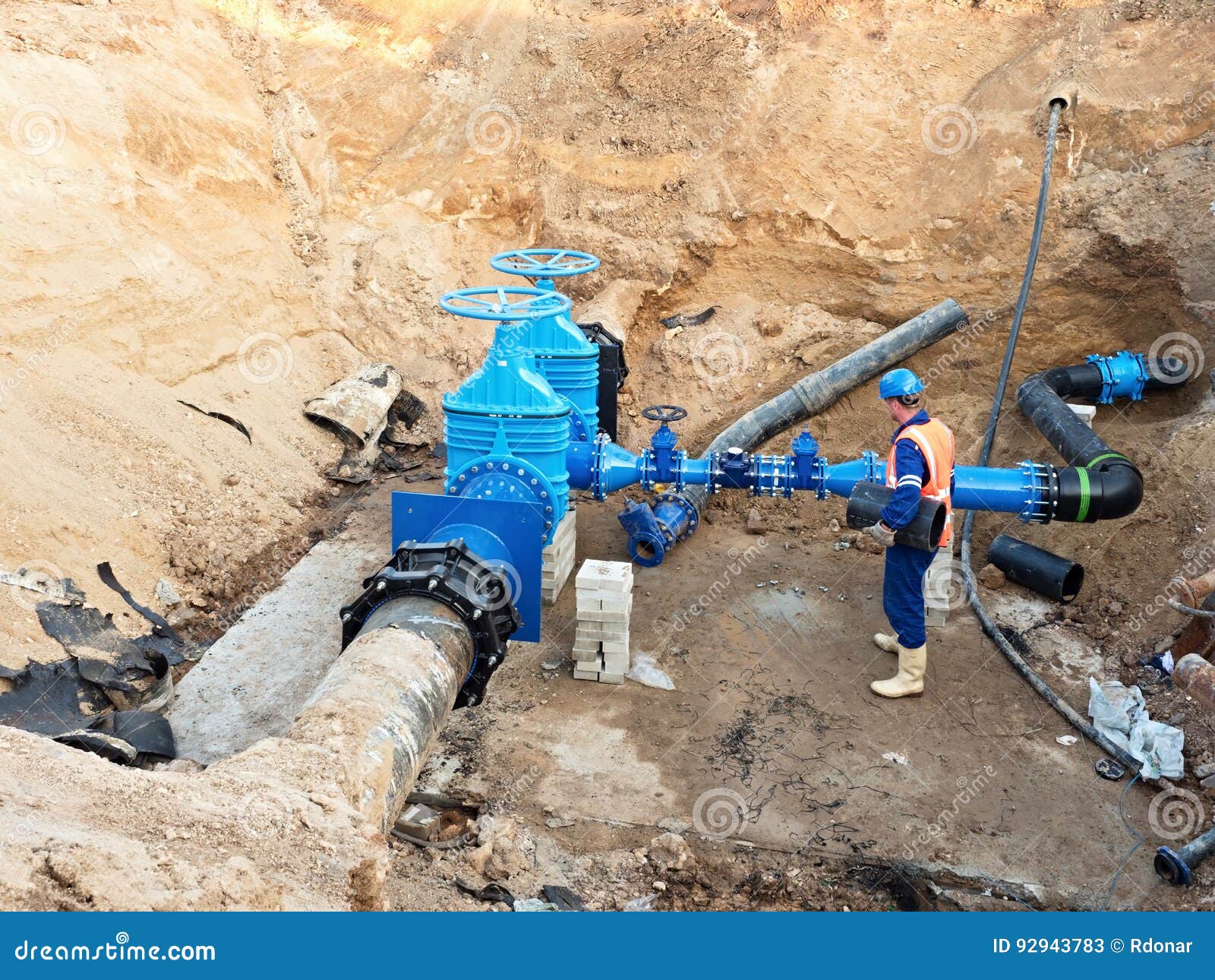 Worker Underground for Reconstrucion of Drink Water System. Technical ...