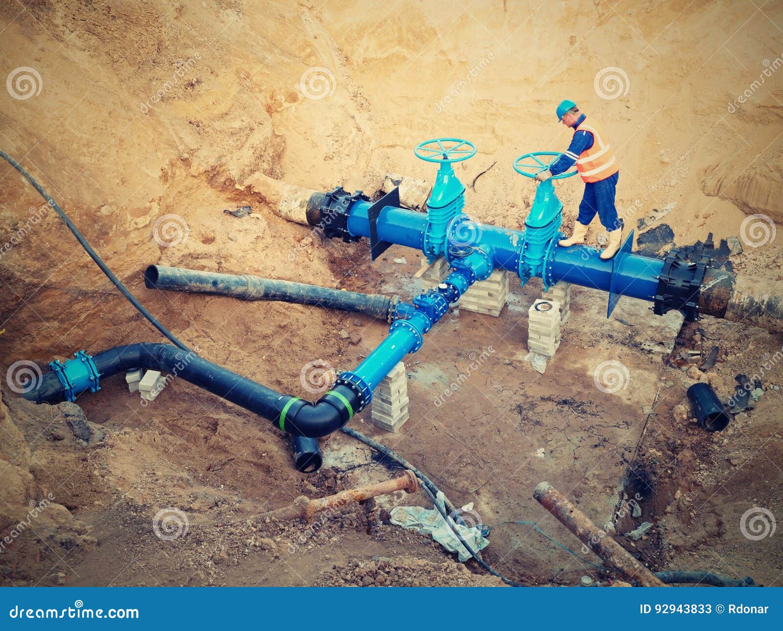 Worker Underground for Reconstrucion of Drink Water System. Technical ...