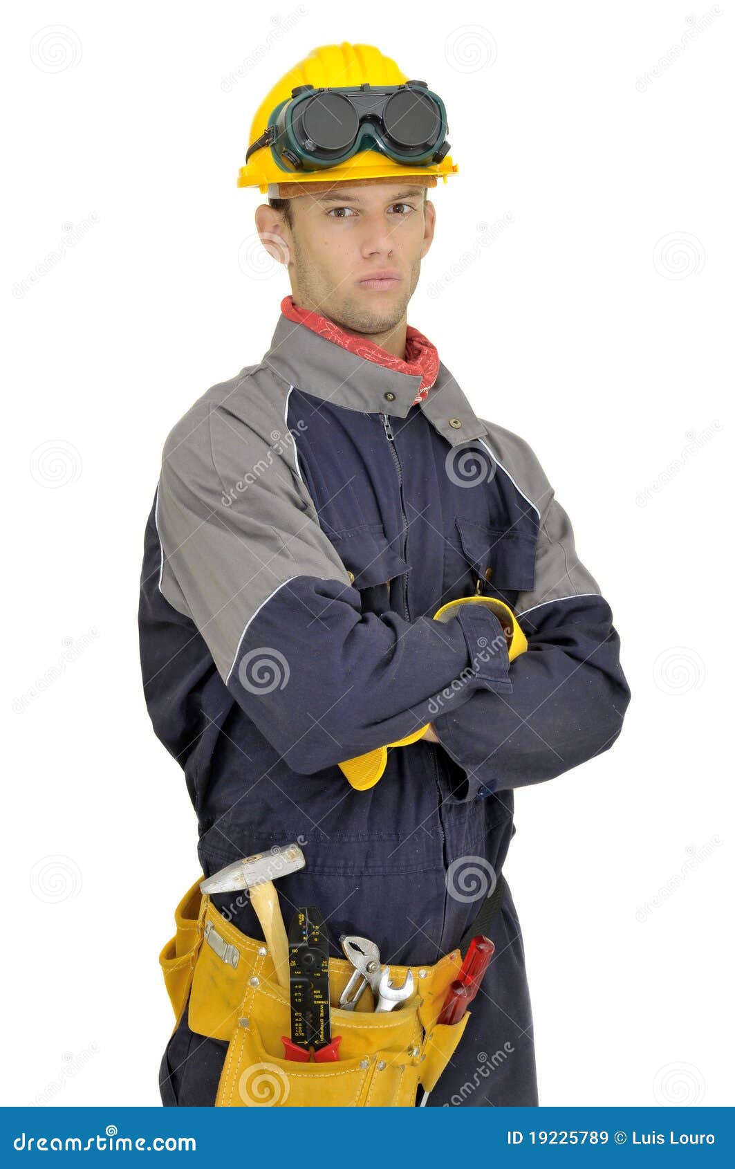 Worker in uniform stock image. Image of tools, builder - 19225789