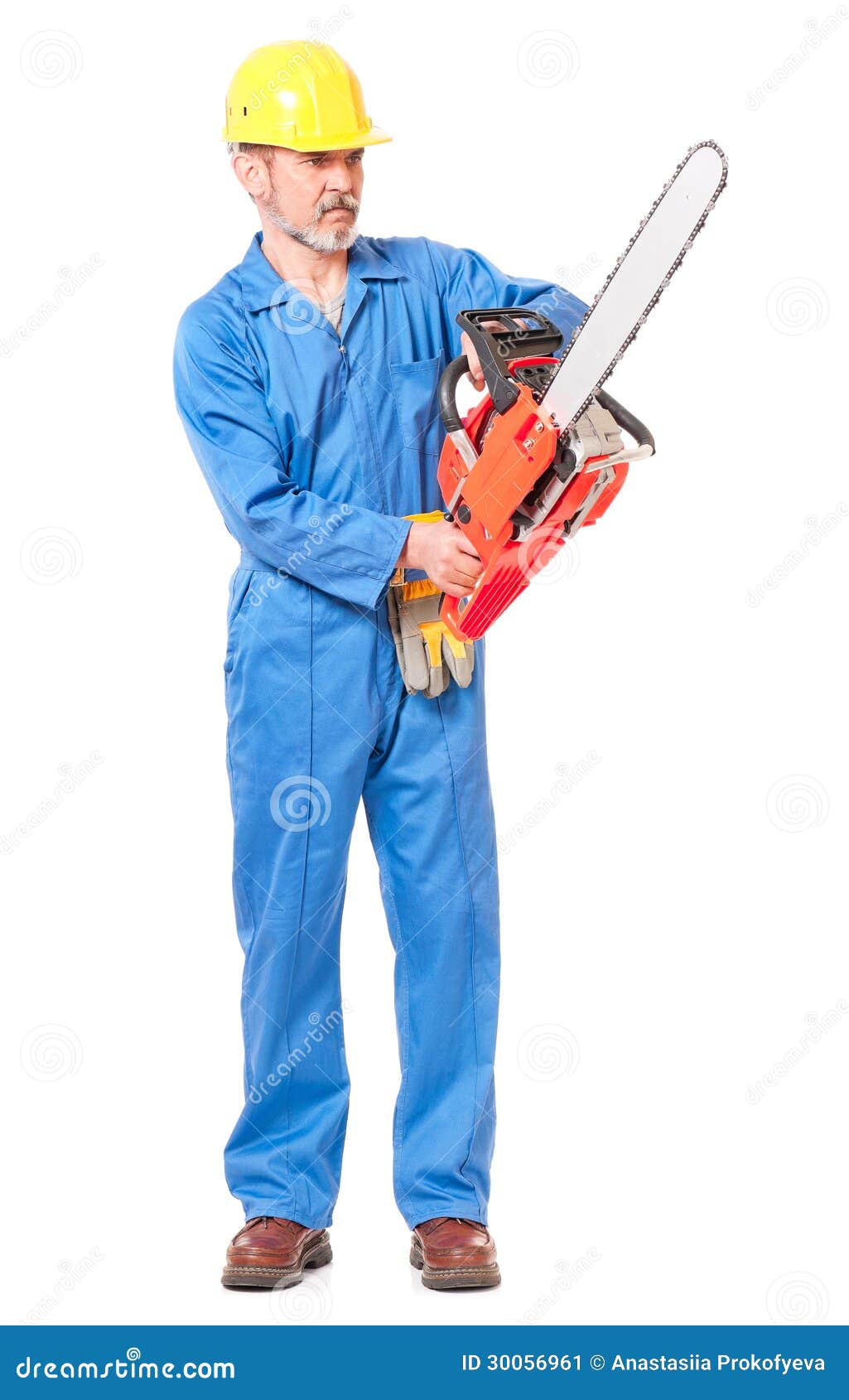Worker with a chainsaw stock image. Image of employee - 30056961