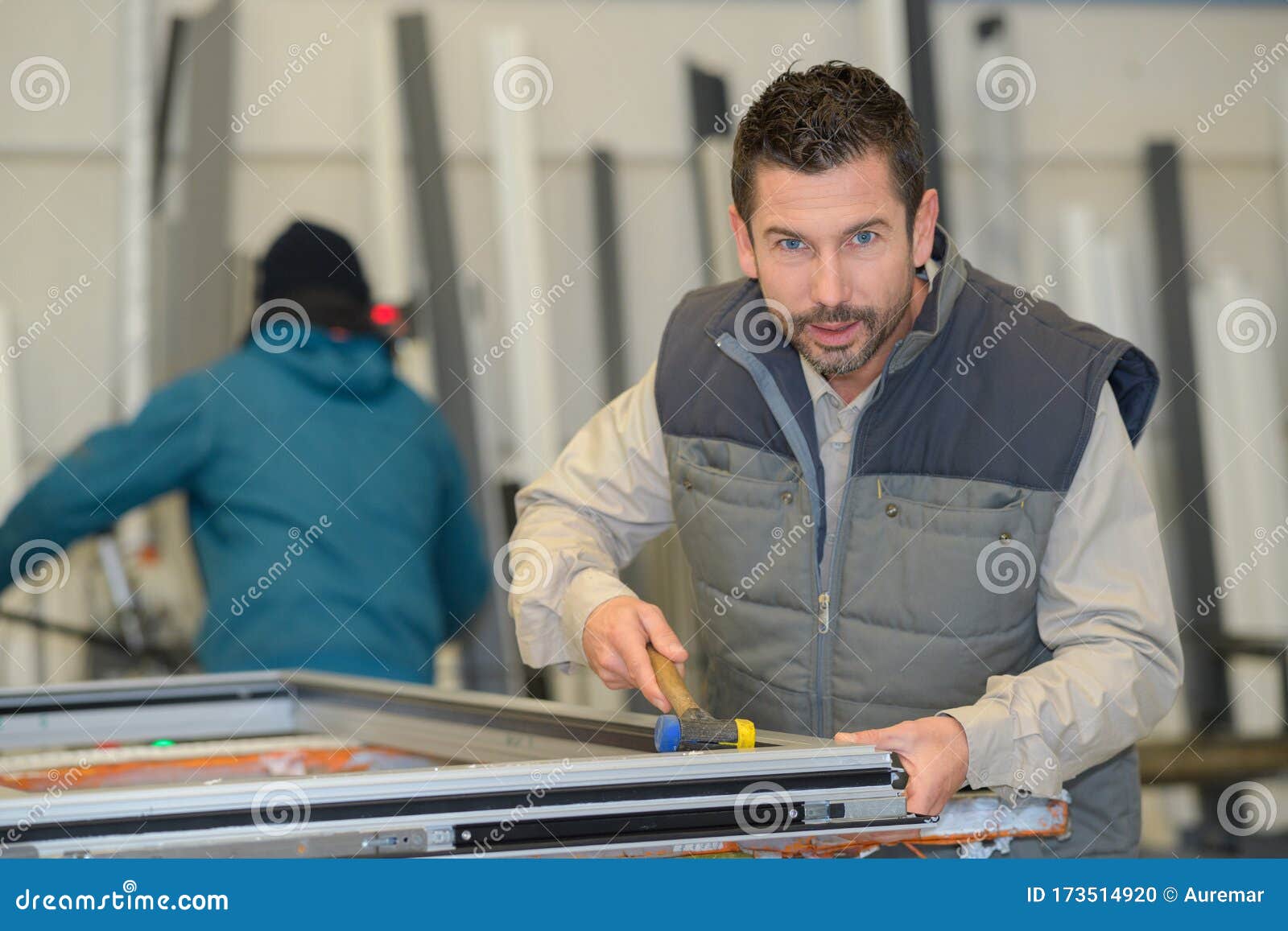 Worker in Uniform Checking Quality in Production Factory Stock Photo ...