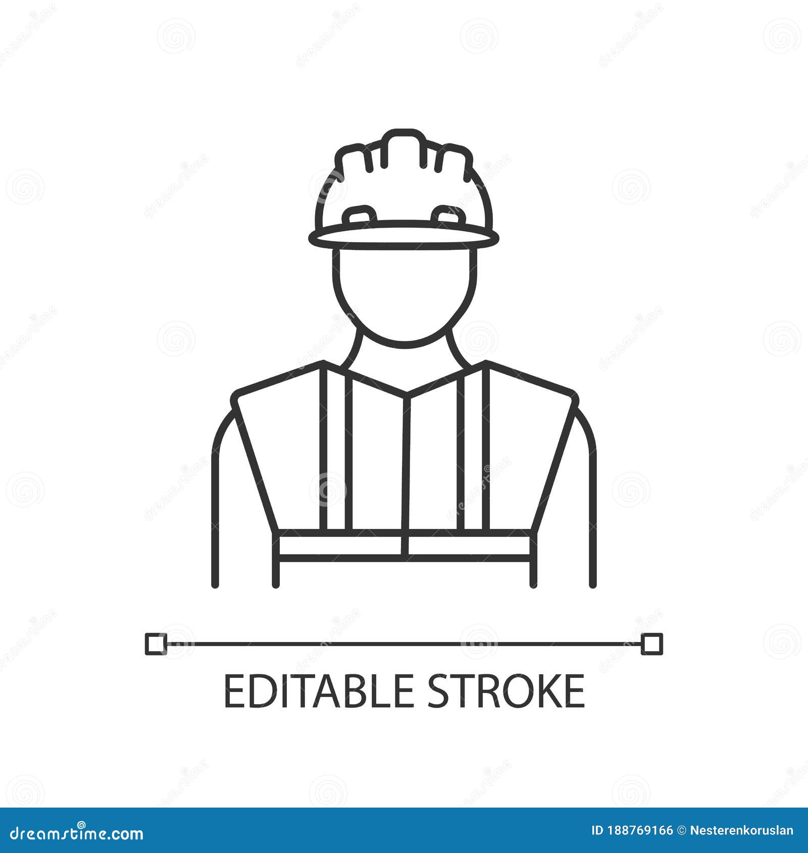 Worker in Uniform Pixel Perfect Linear Icon. Construction Builder in ...