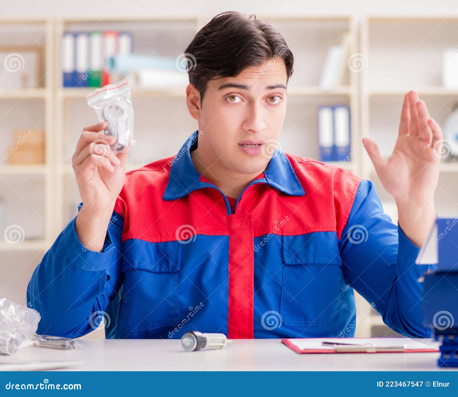 Worker in Uniform Working on Project Stock Image - Image of businessman ...