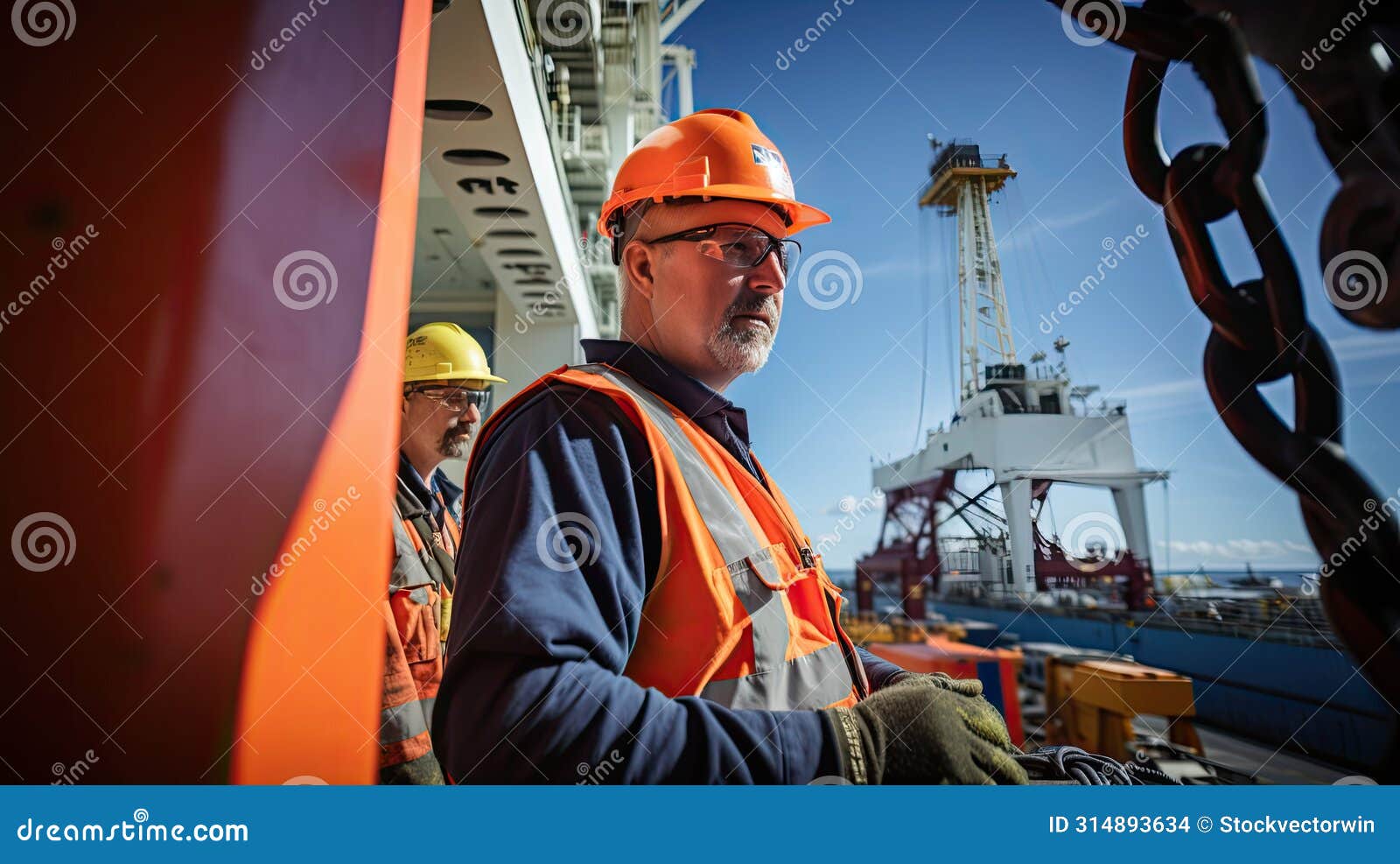 Worker Unloading Shipyard Ship Stock Illustration - Illustration of ...