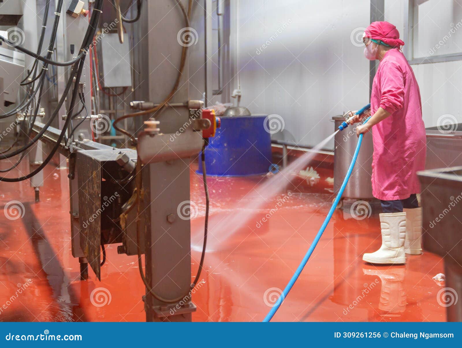 Worker Use High Pressure Water Spray Cleaning Floor Editorial Photo ...