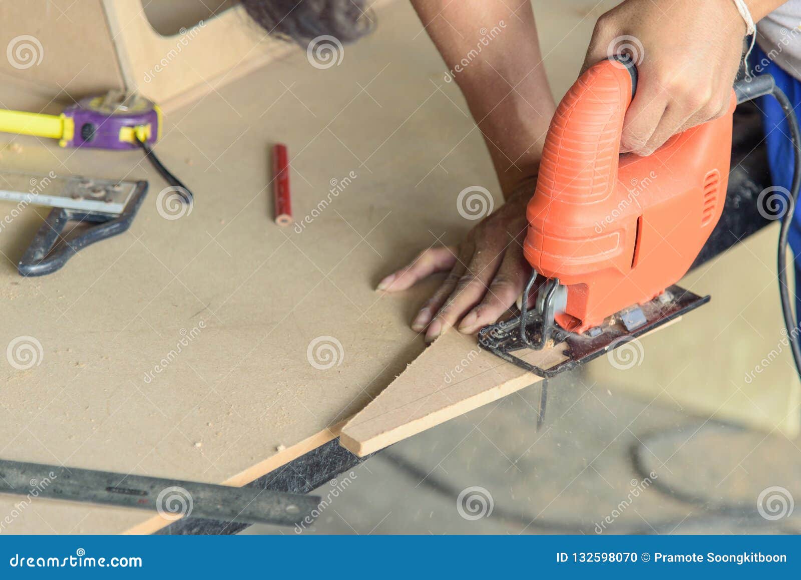 Jigsaw And Tool Of Engineer, Architecture For Drawing And Planing On ...