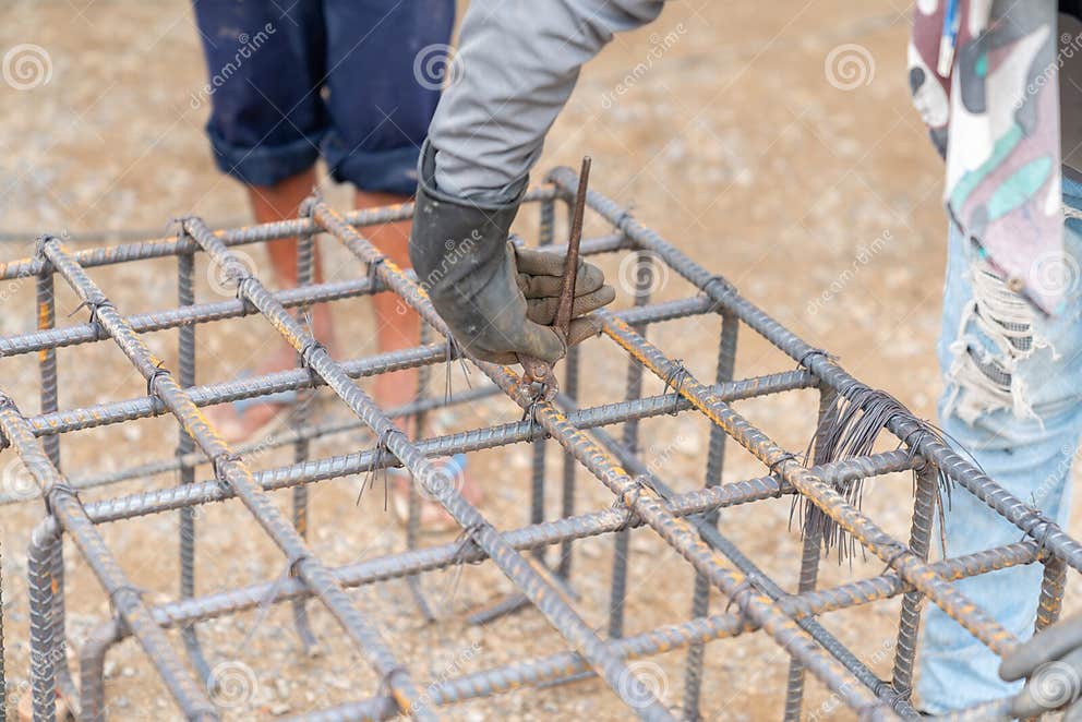 Worker Use Pliers with Deformed Steel Stock Photo - Image of bundle ...