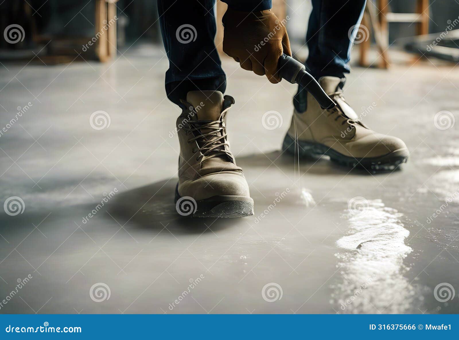 Worker Use Strengthening Concrete Tiles Surface Primer Priming Process ...