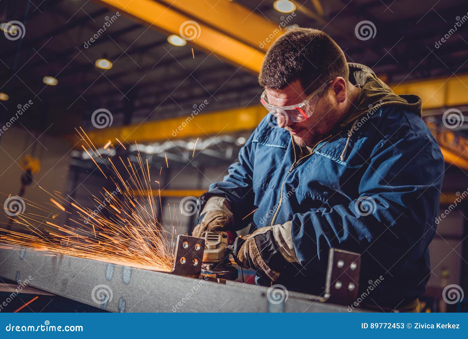 Worker Using Angle Grinder stock image. Image of angle - 89772453