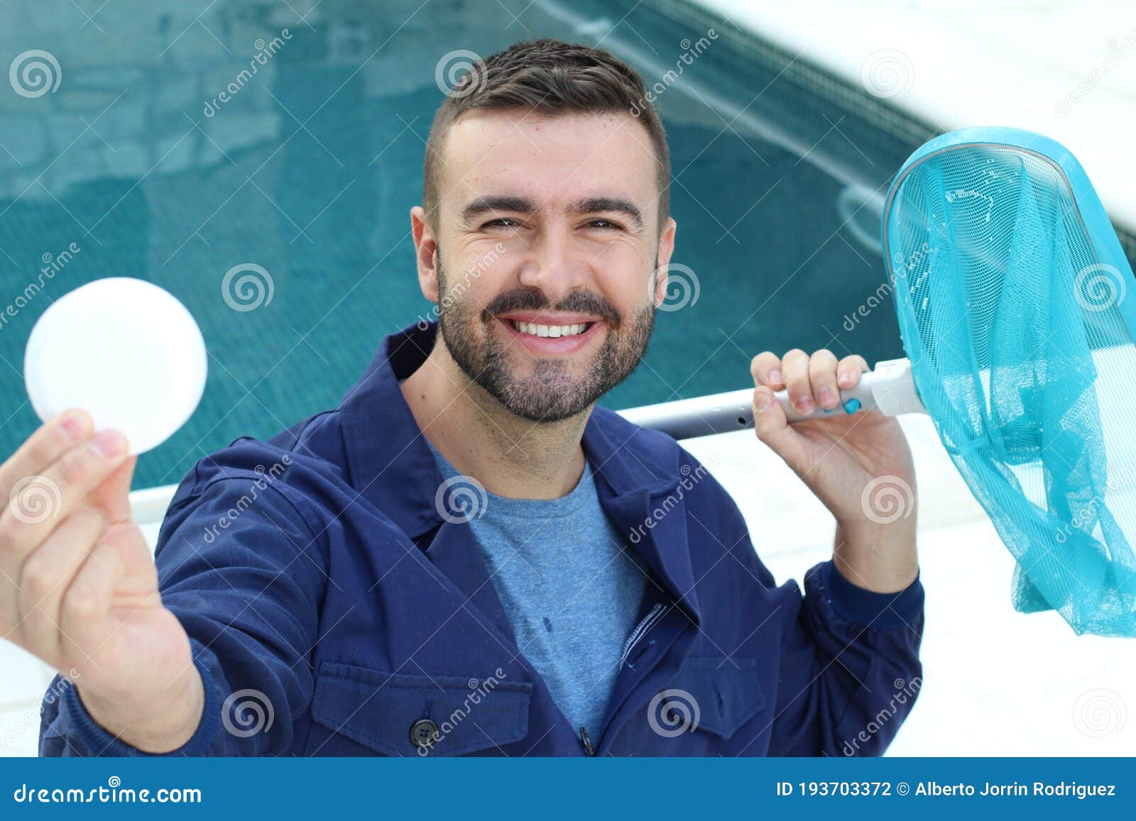 Worker Using Chlorine in Swimming Pool Stock Photo - Image of bacteria ...
