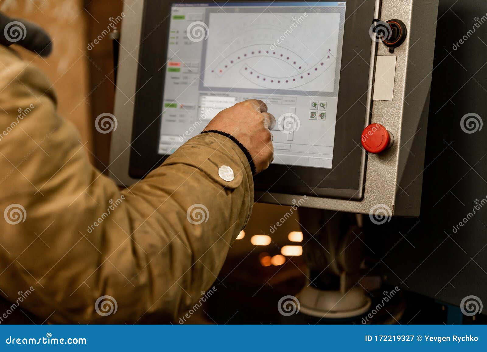 Worker Using Dashboard of CNC Machinery Stock Image - Image of closeup ...