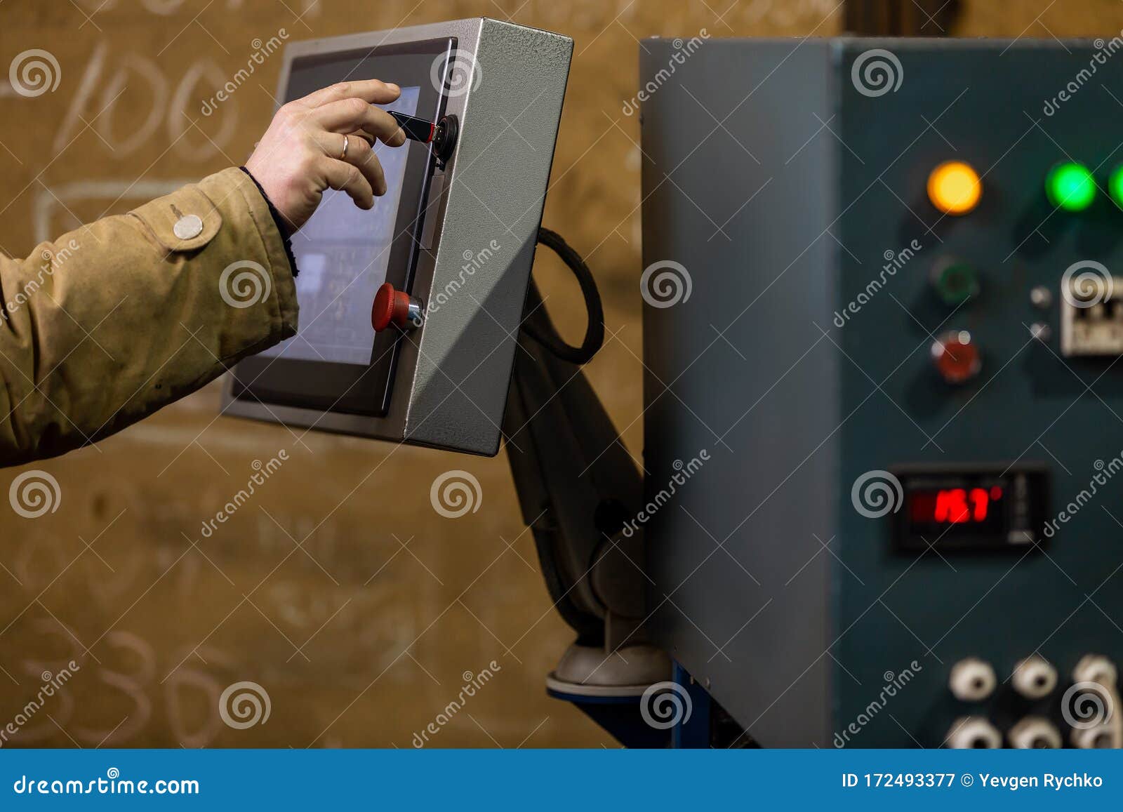 Worker Using Dashboard of CNC Machinery Stock Image - Image of ...