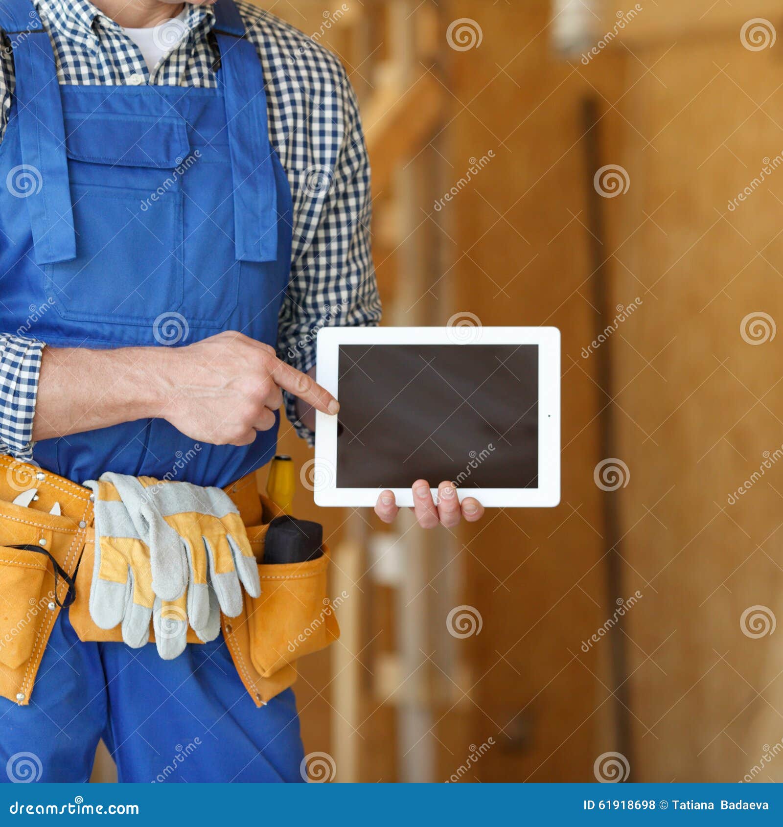 Worker Using Digital Tablet Stock Photo - Image of show, point: 61918698
