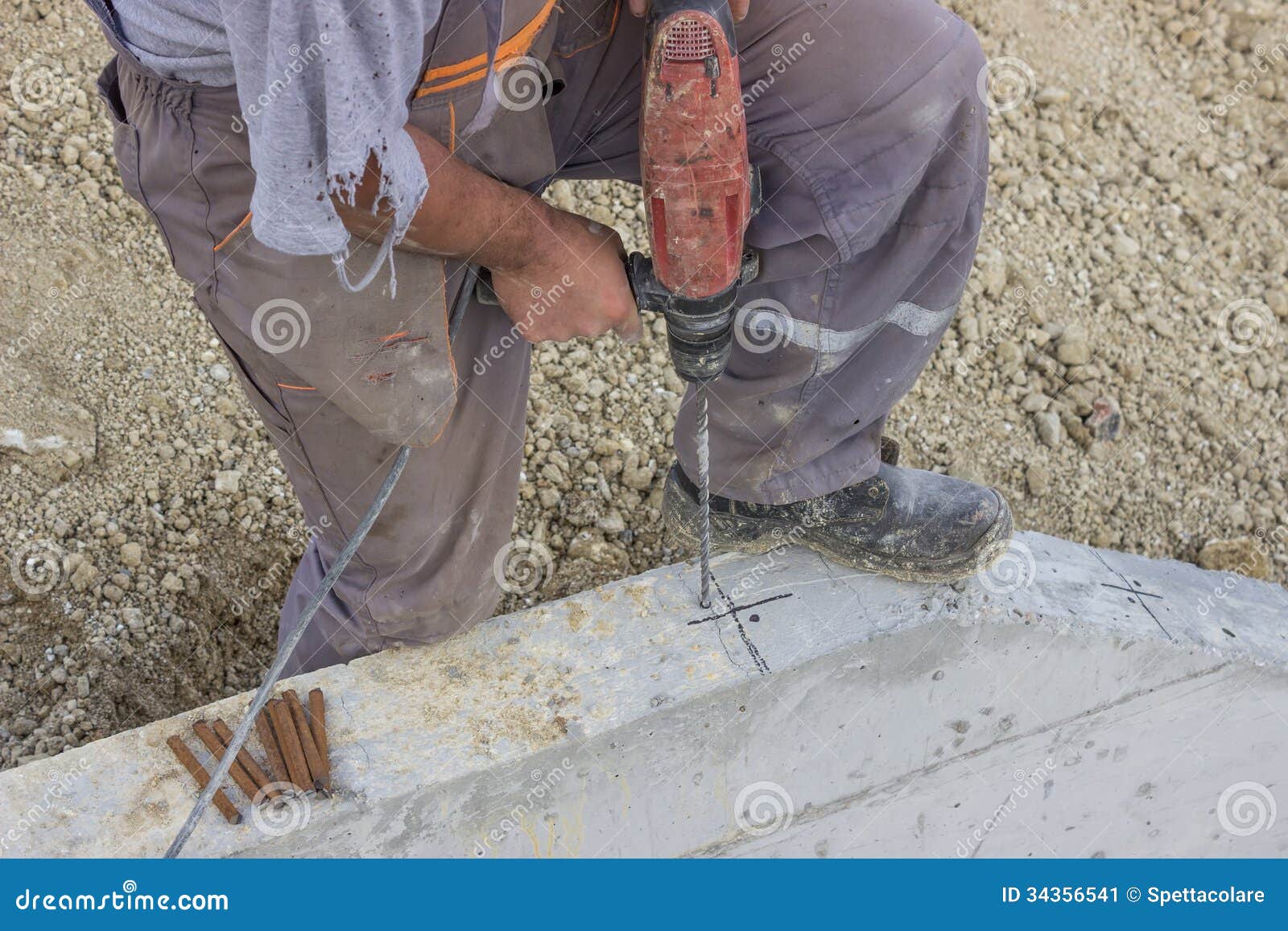 Worker Using Drill 2 stock image. Image of drill, industry - 34356541