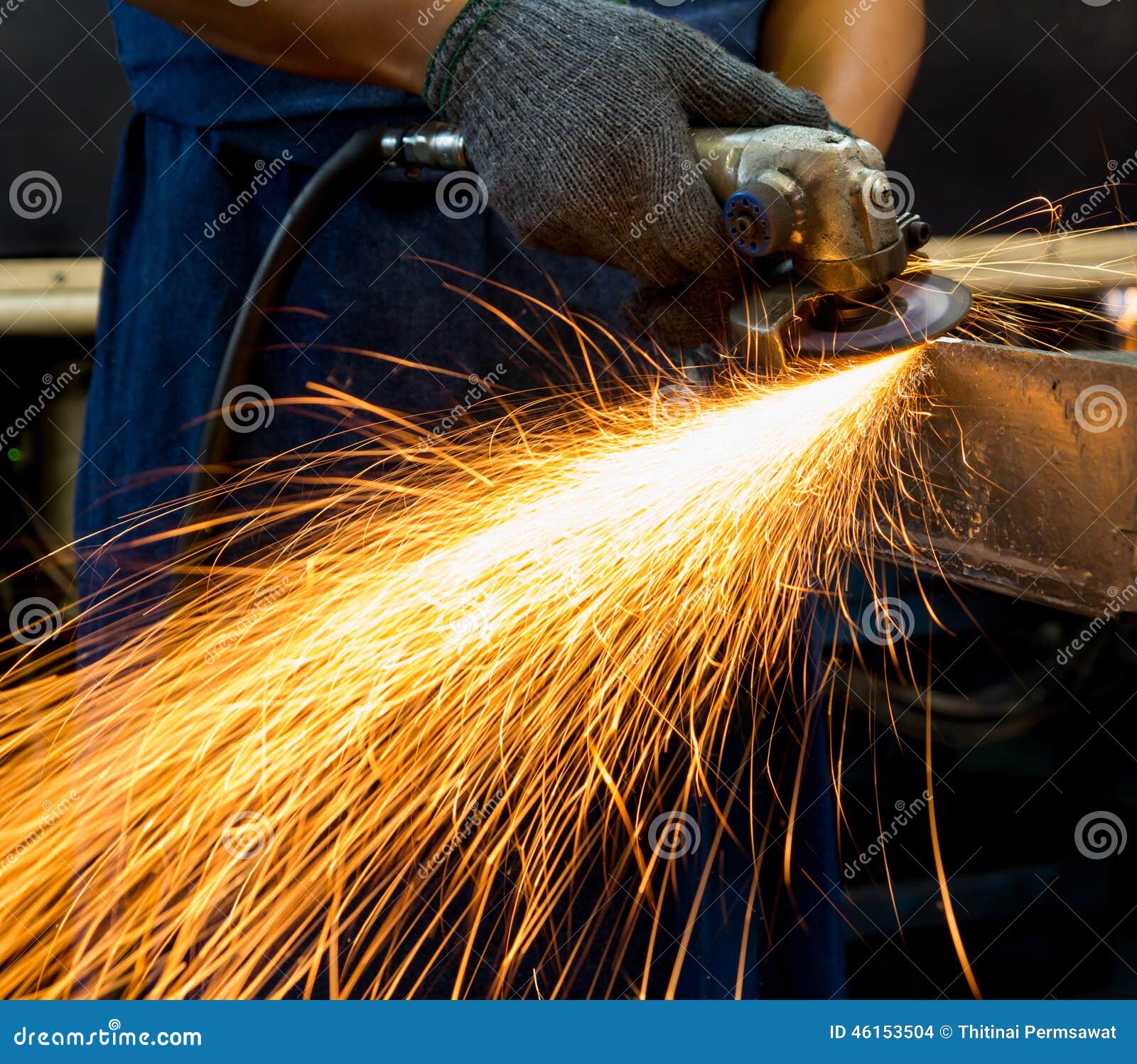 Worker Using Electric Grinder Stock Photo - Image of cuts, machinery ...
