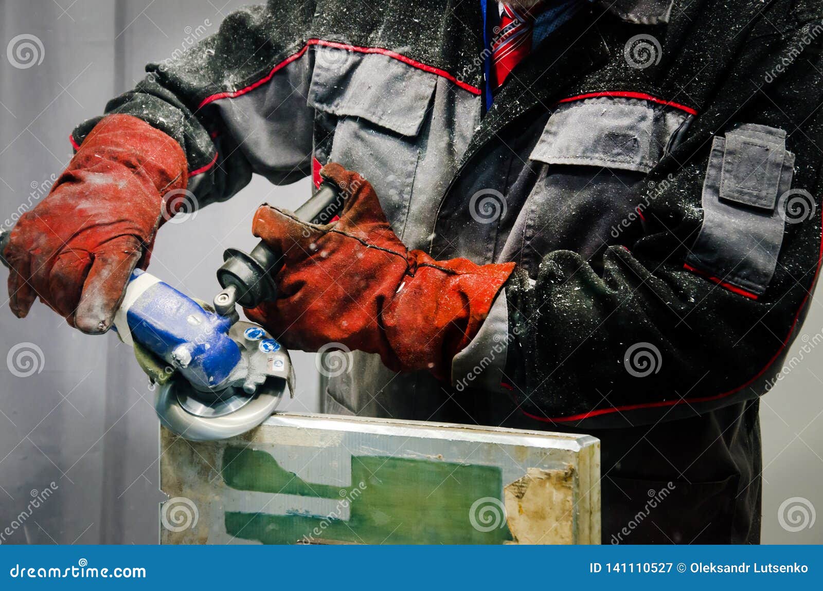 Worker using a grinder stock image. Image of light, industrial - 141110527