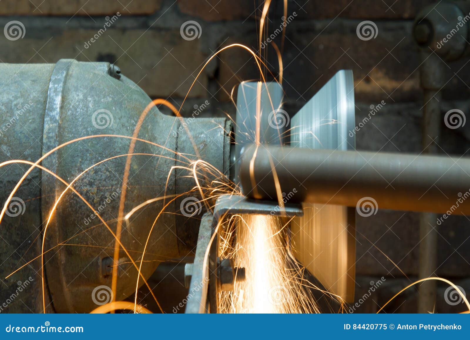Worker Using Grinding Wheel in Workshop Stock Image - Image of ...