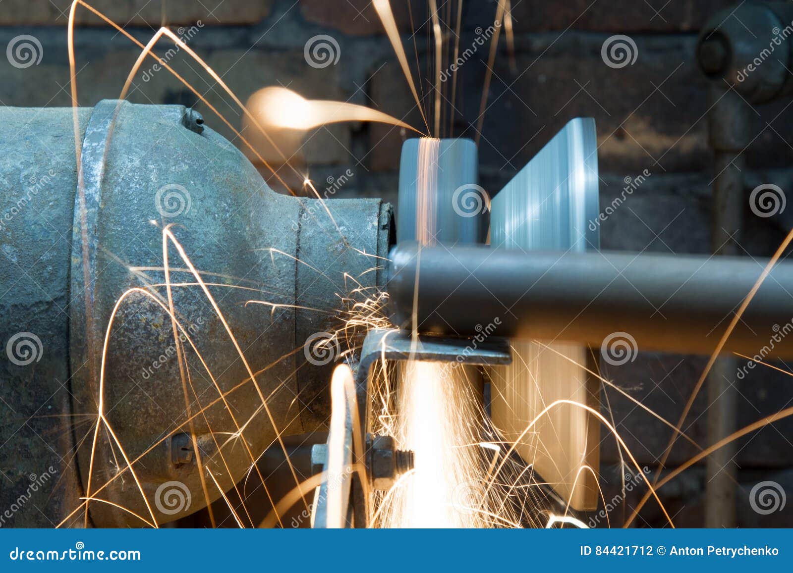 Worker Using Grinding Wheel in Workshop Stock Photo - Image of workshop ...