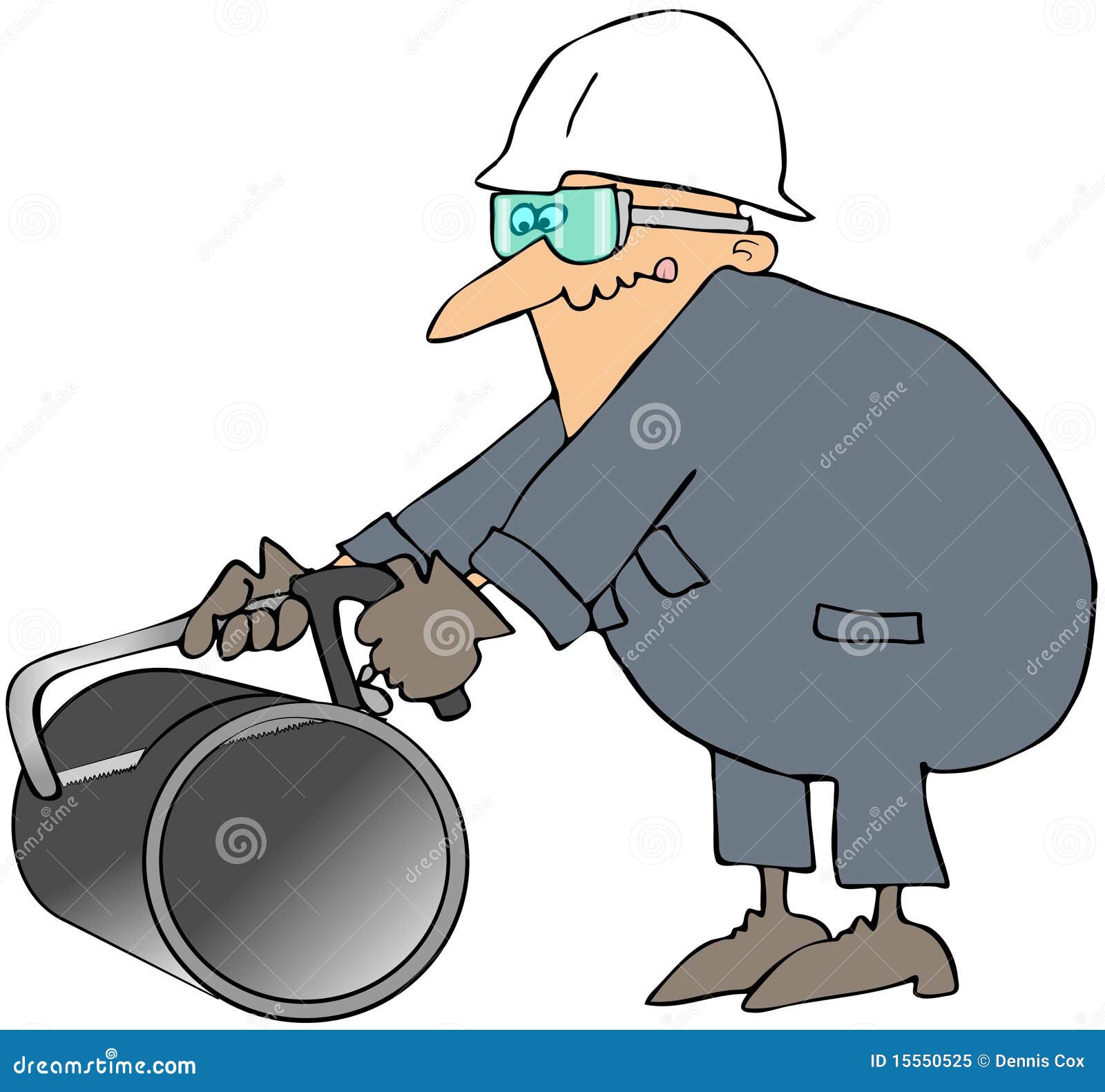 Worker Using a Hacksaw on a Large Pipe Stock Illustration ...