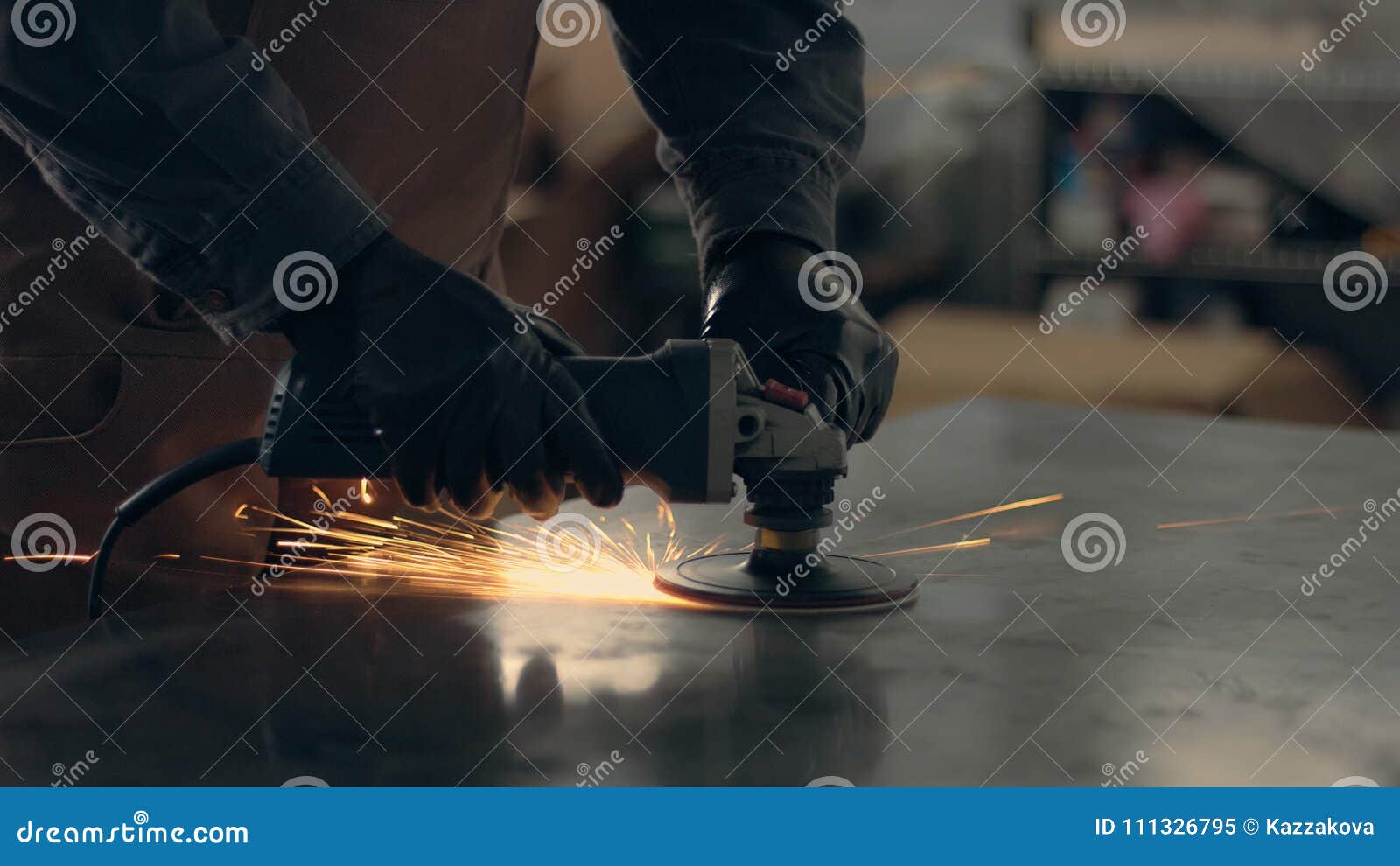 Worker Using Industrial Grinder Stock Image - Image of person ...