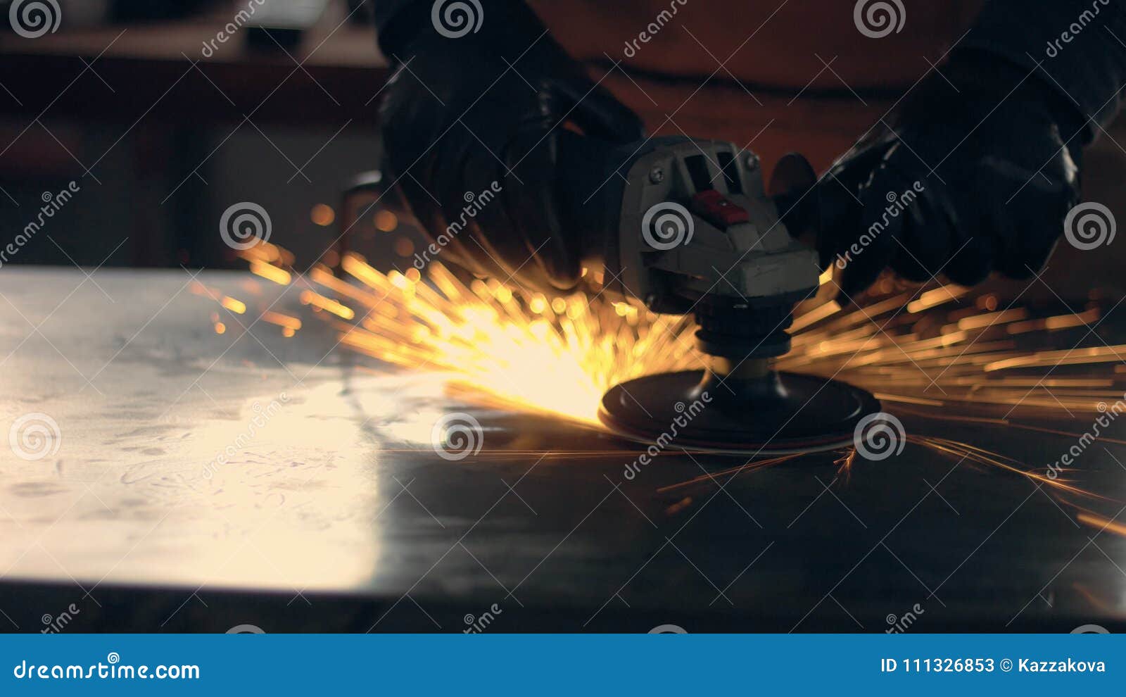 Worker Using Industrial Grinder Stock Image - Image of color, motion ...