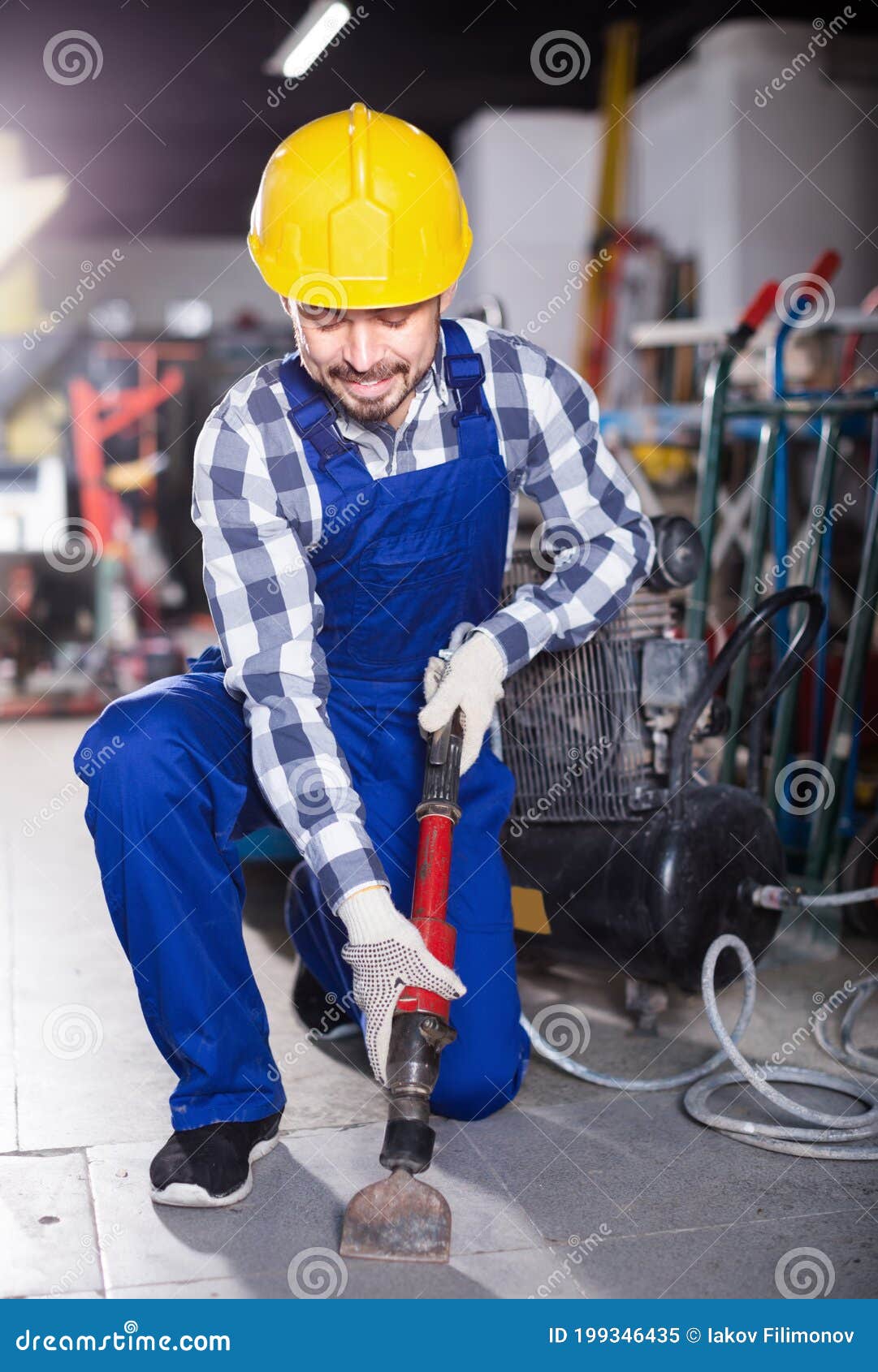 Worker Using Jackhammer for Work at Industry Stock Image - Image of ...