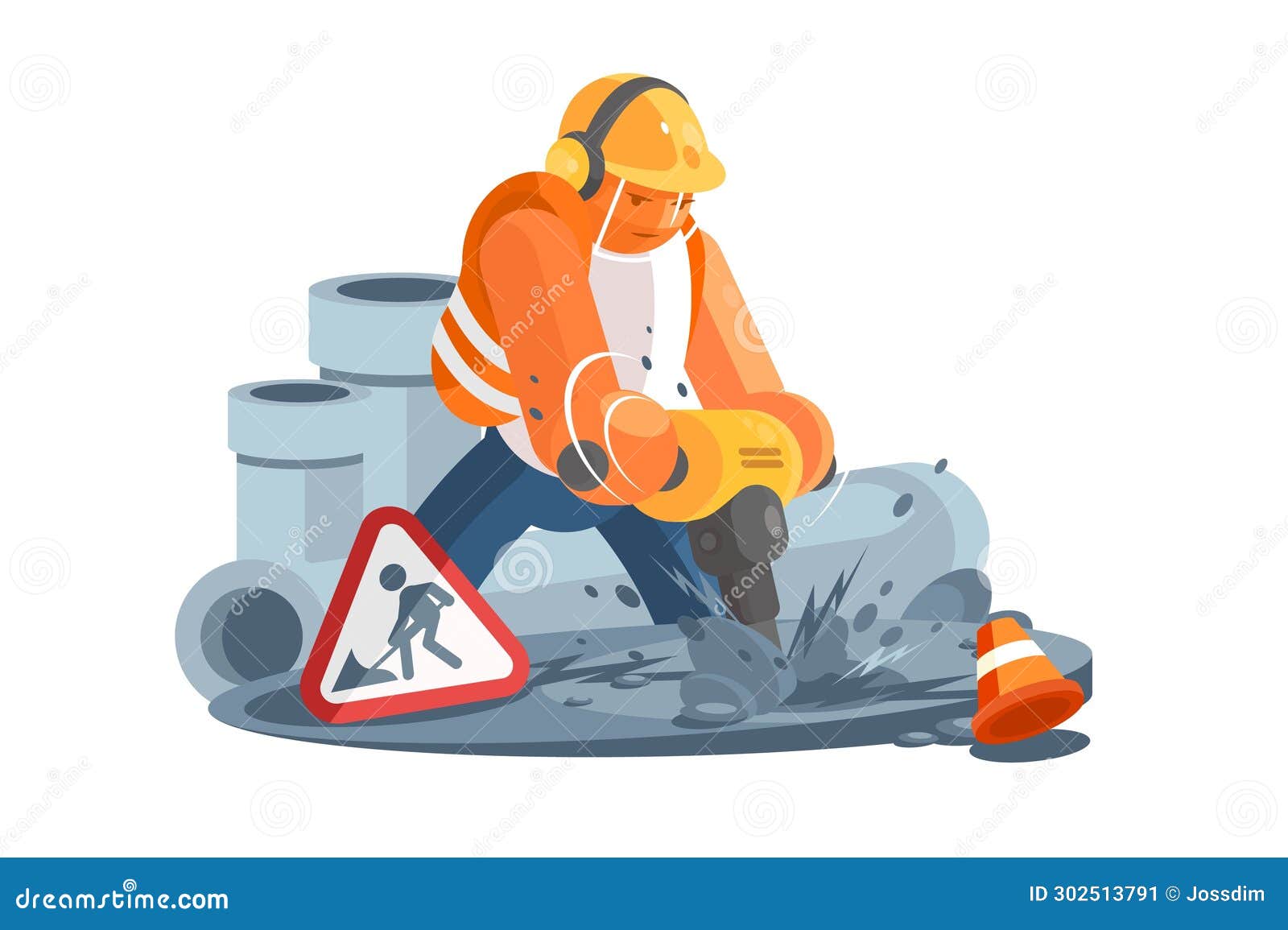 Man Using A Jackhammer Royalty-Free Cartoon | CartoonDealer.com #980666