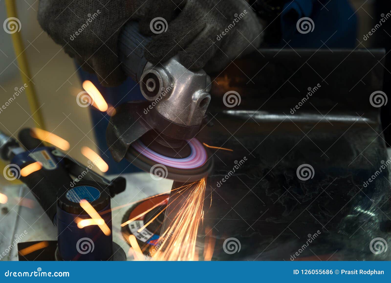 Worker Using Machine for Coating and Overlay Steel for Maintenance and ...