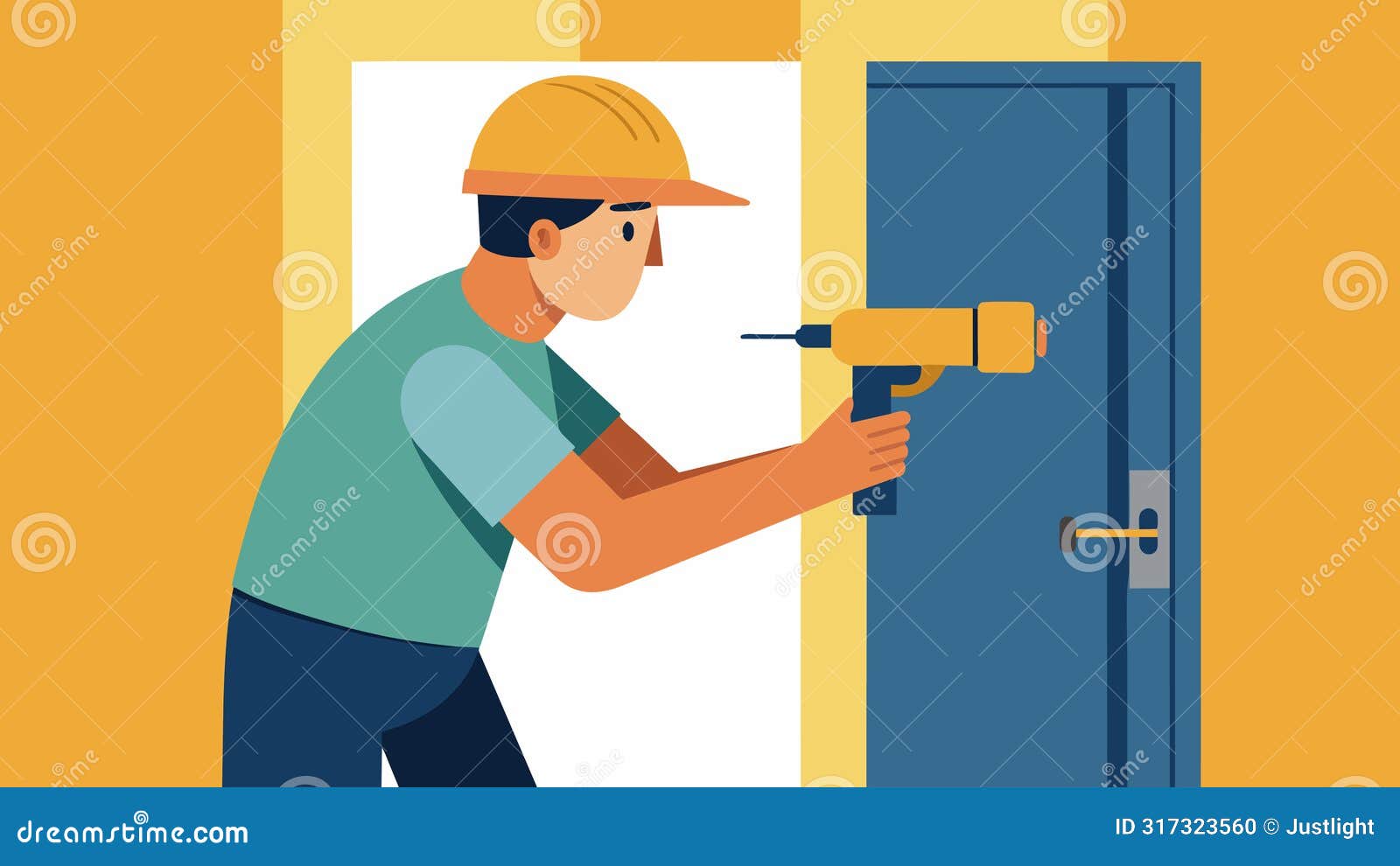 Man Using Power Drill Cartoon Vector | CartoonDealer.com #24076605