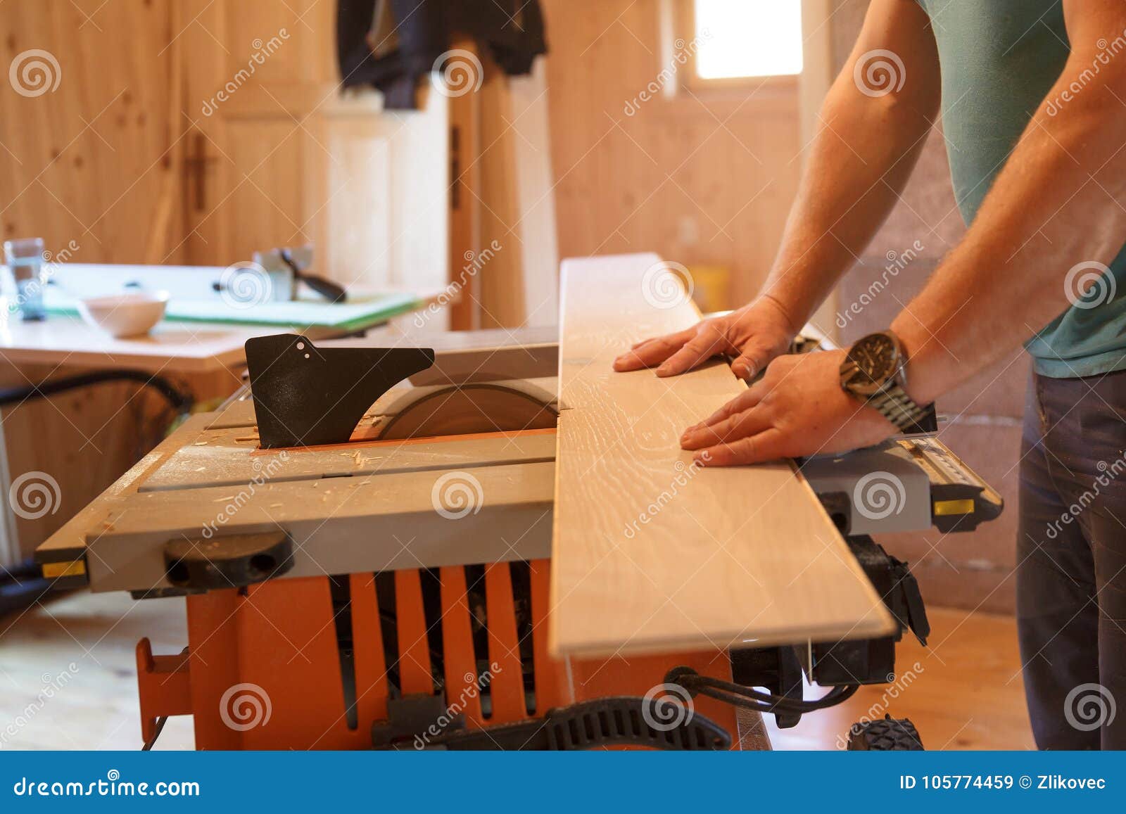 Worker Using Professional Circular Saw Stock Image - Image of ...