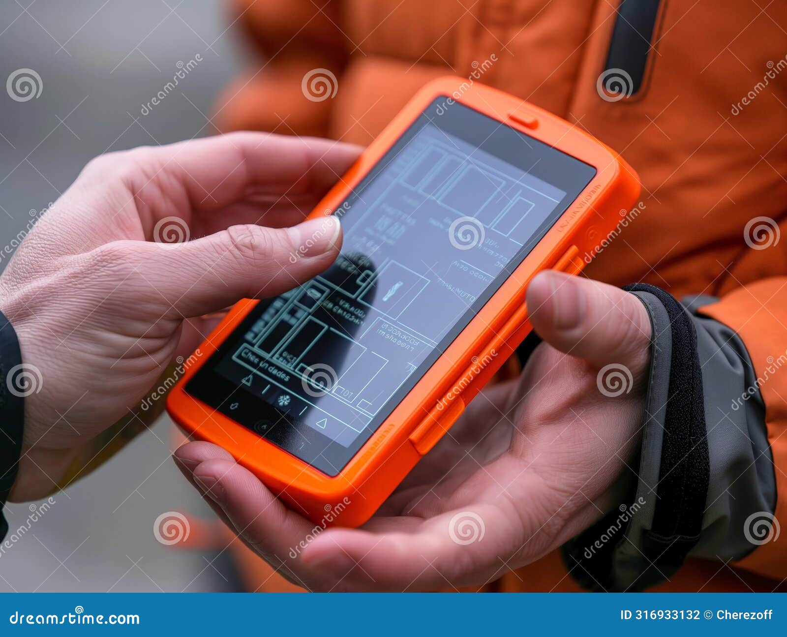 Worker Using Rugged Tablet on Site Stock Photo - Image of building ...