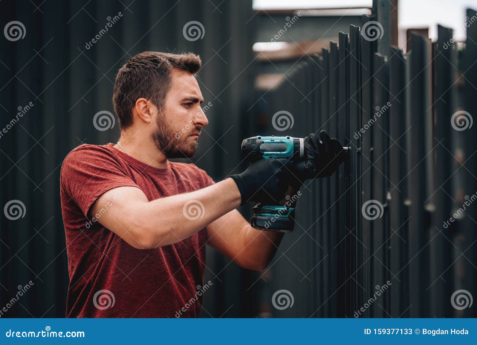 Worker Using Screwdriver for Fastening and Drilling Screws Stock Image ...